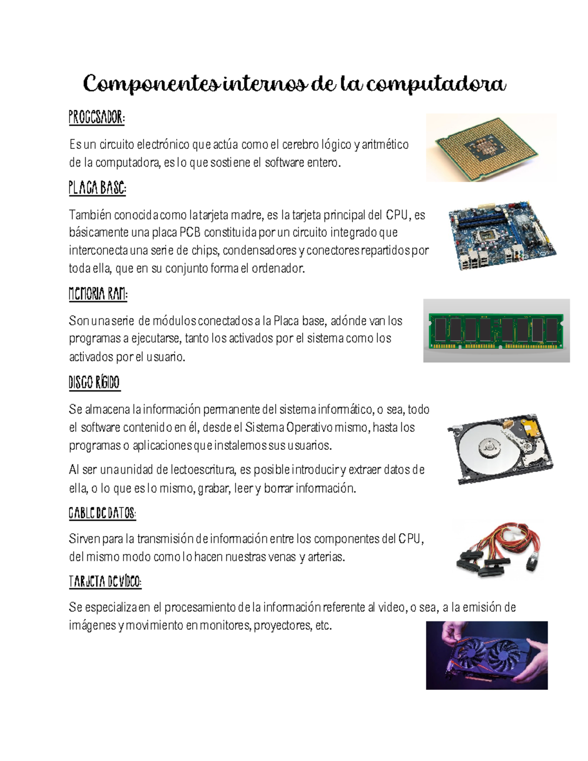 Dispositivos periféricos - Componentes internos de la computadora ...