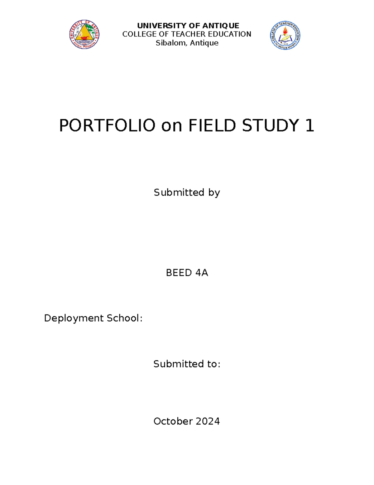 FS 1 Portfolio Episode 1-10 - COLLEGE OF TEACHER EDUCATION Sibalom ...