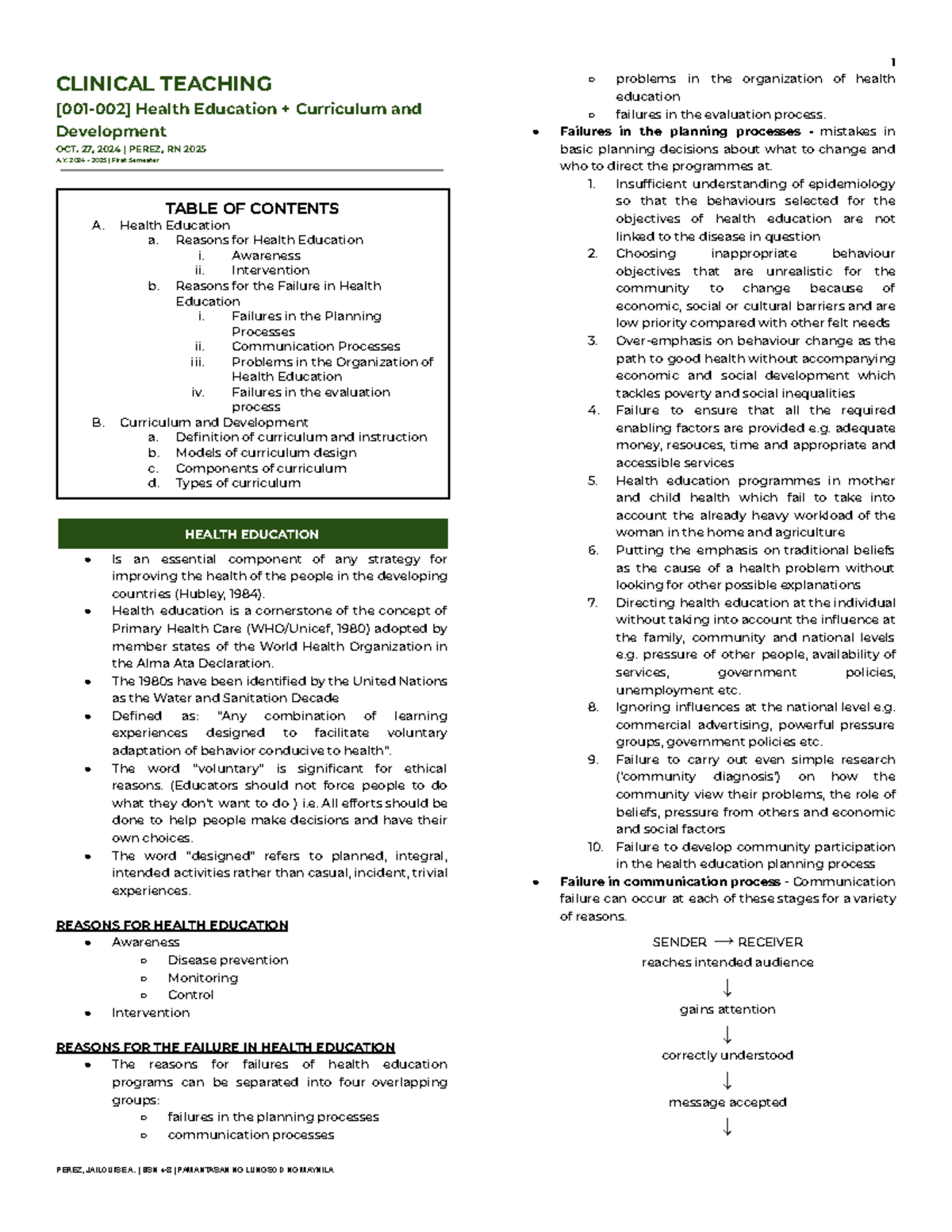 [001-002] Health Education + Curriculum and Development [CT] - CLINICAL ...