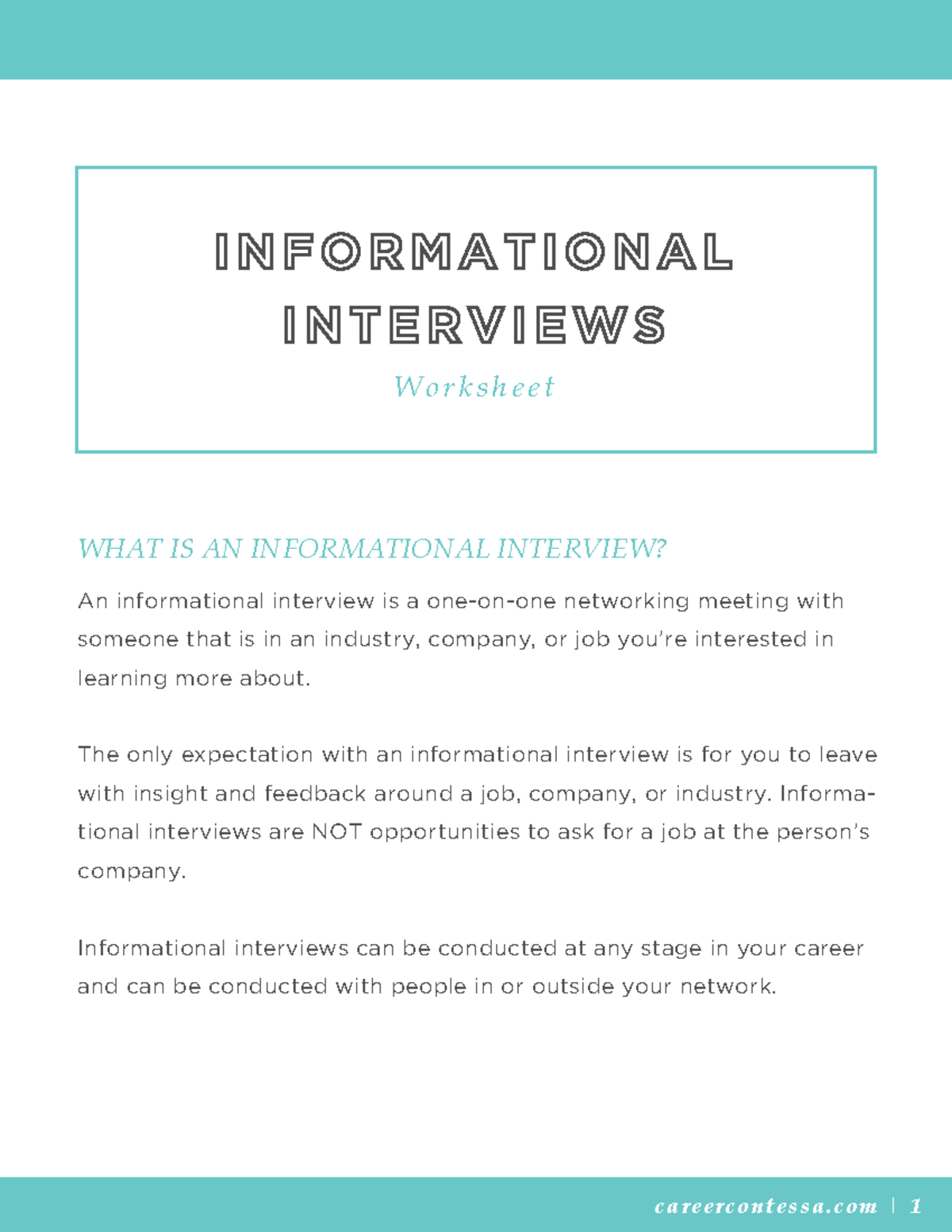 Informational-Interviews-Guide - W o r k s h e e t WHAT IS AN ...
