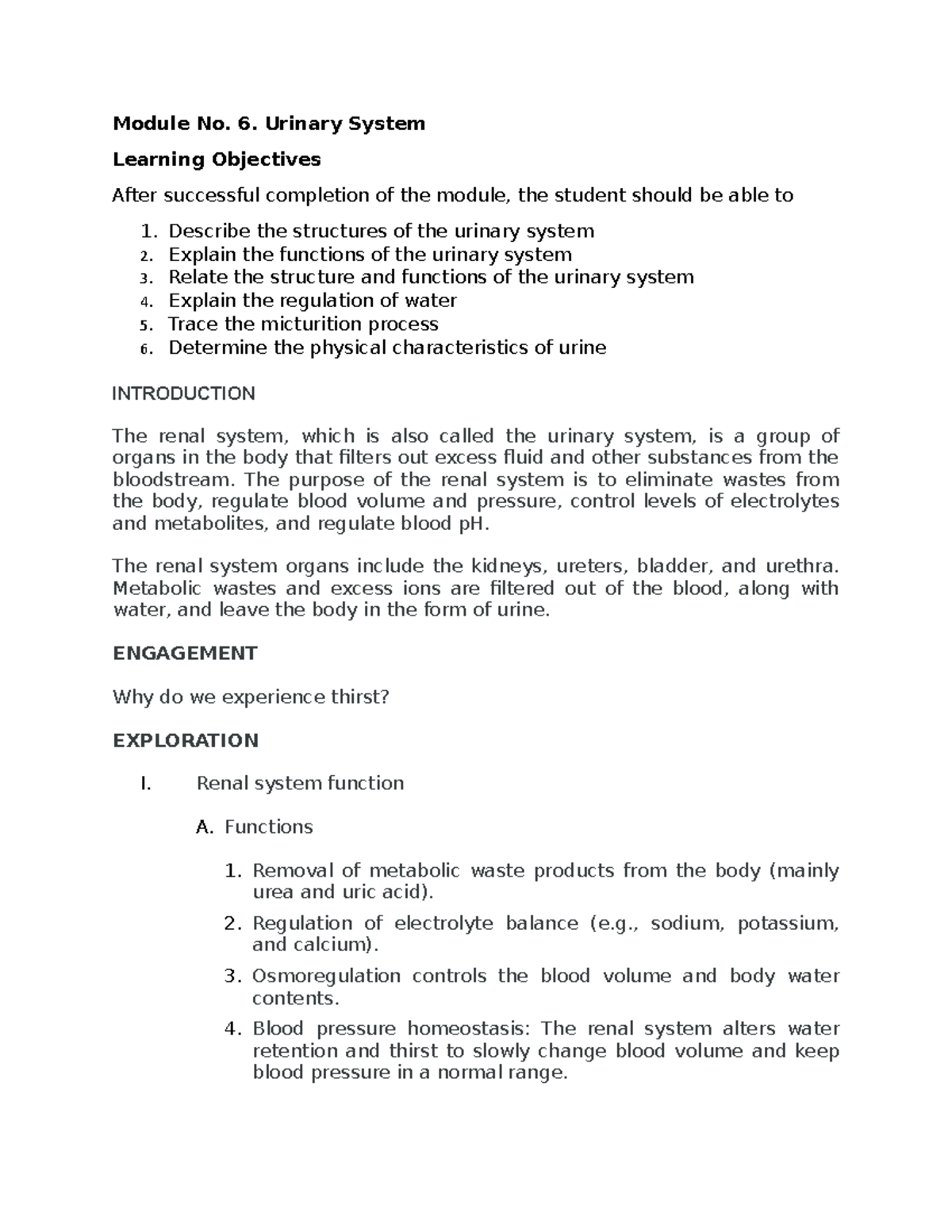 Module No 11 urinary system anatomy and physiology - Module No. 6 ...