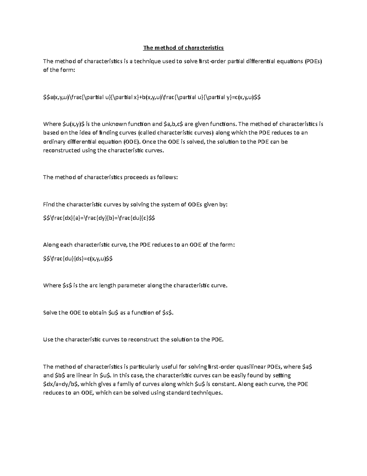 The method of characteristics - The method of characteristics isbased ...