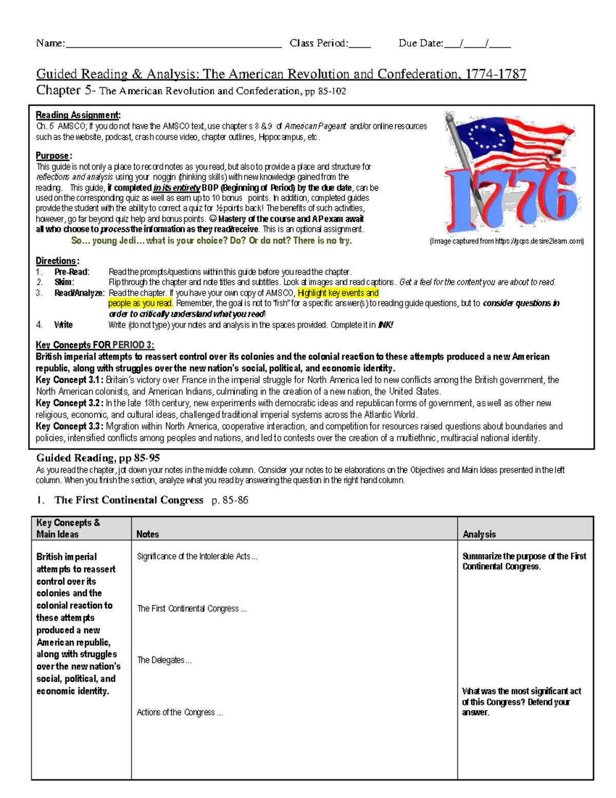 Amsco ch5 - APUSH - Name:_______________________________________ Class ...