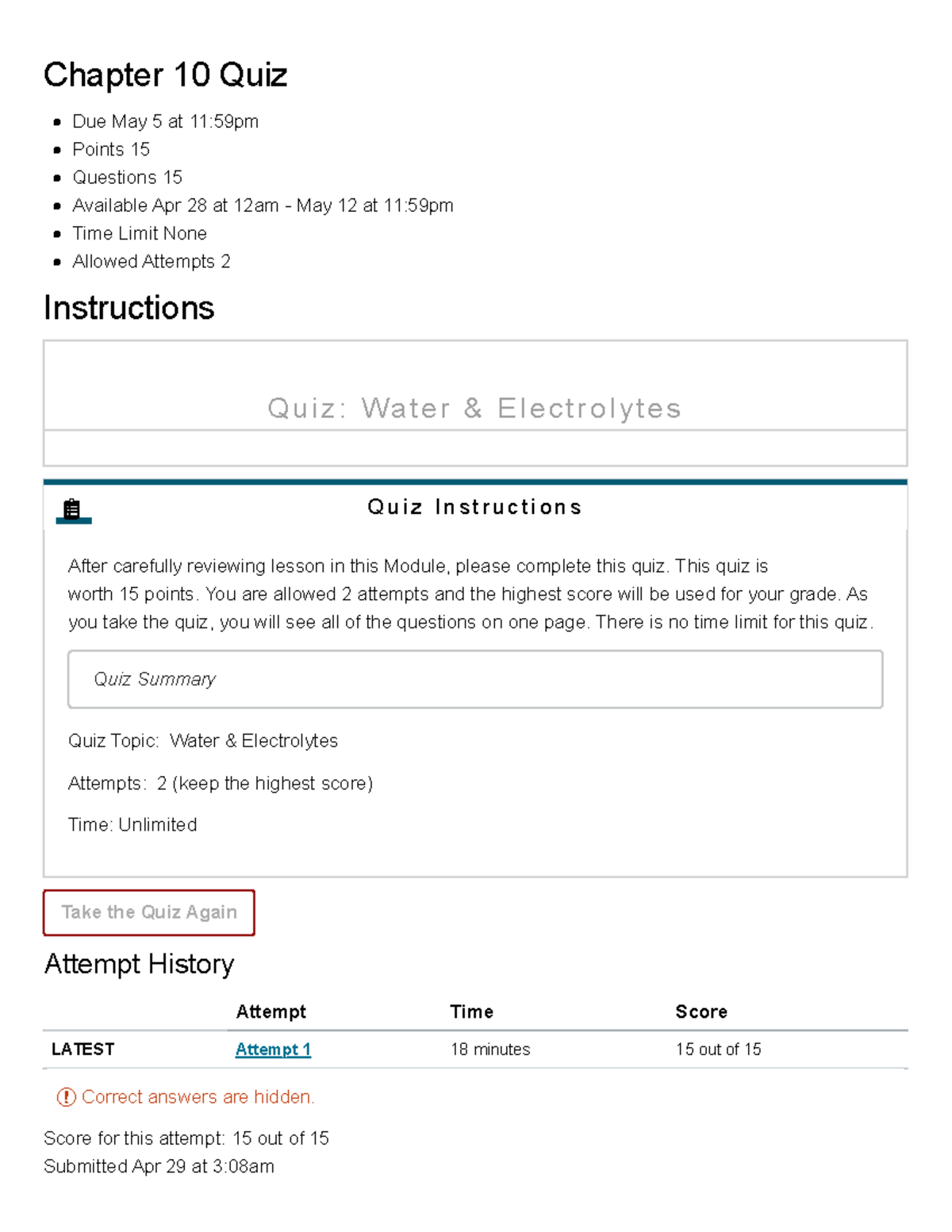 Chapter 10 Quiz Nutrition for Health Sciences 33523-933 - Chapter 10 ...