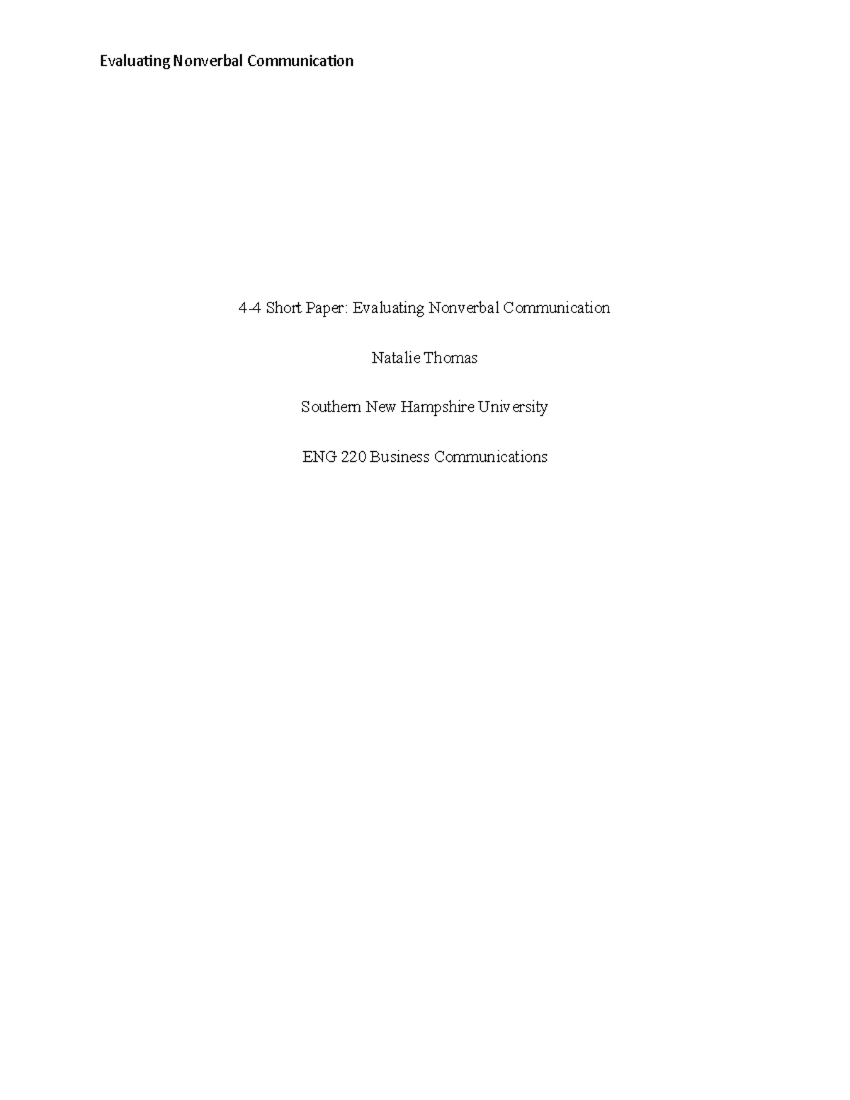 4-4 Short Paper- Evaluating Nonverbal Communication - Evaluating ...