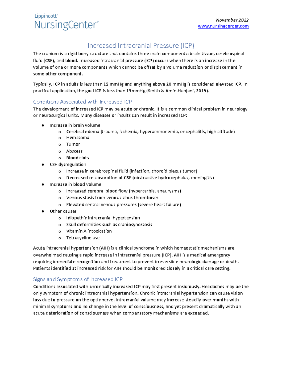 Nursing care Cysytic fibrosis - nursingcenter Increased Intracranial ...