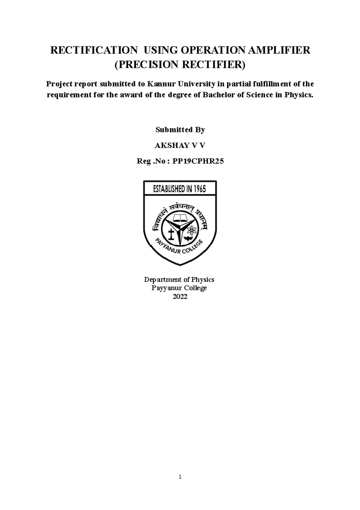 Precision Rectifier Using OP AMP 2 - RECTIFICATION USING OPERATION ...