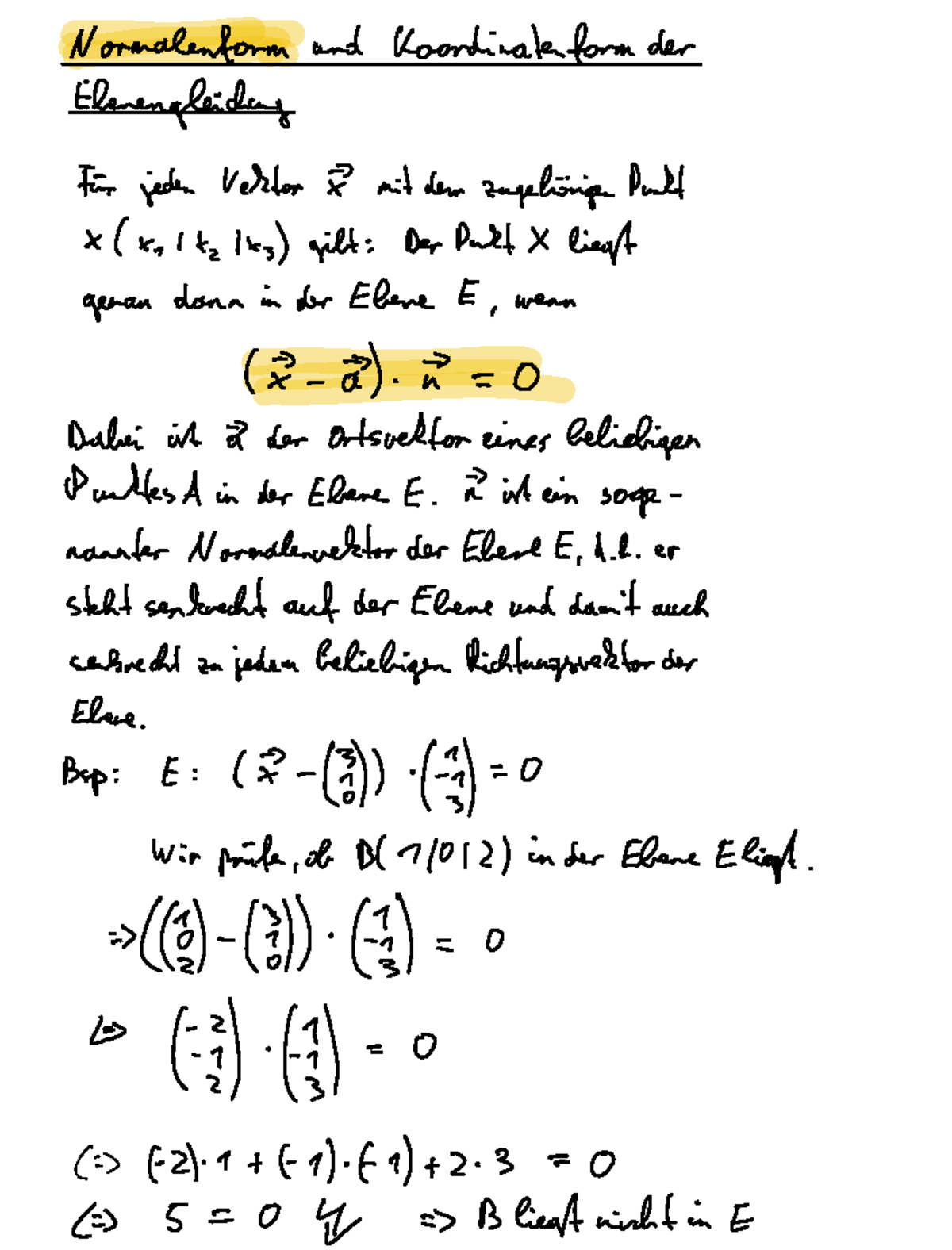 Umformen - Normalenform und Koordinatenform der Ebenengleichung Für ...