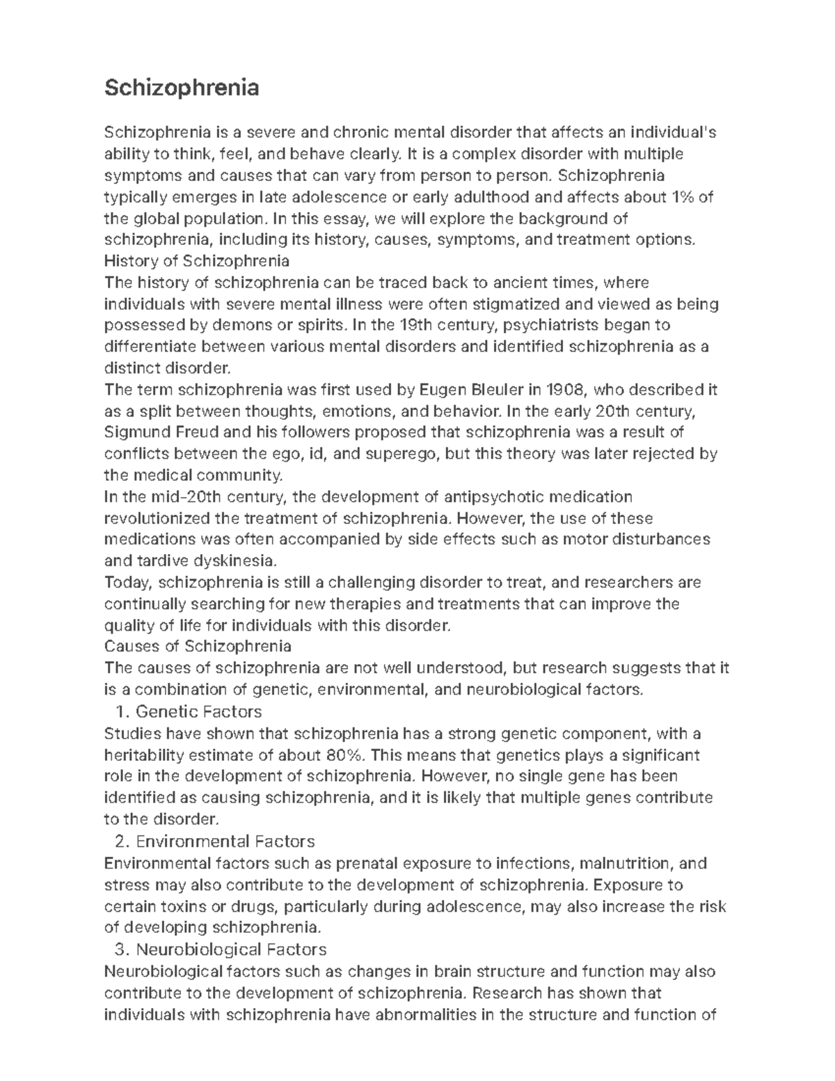 Schizophrenia - notes - 1. 2. 3. Schizophrenia Schizophrenia is a ...