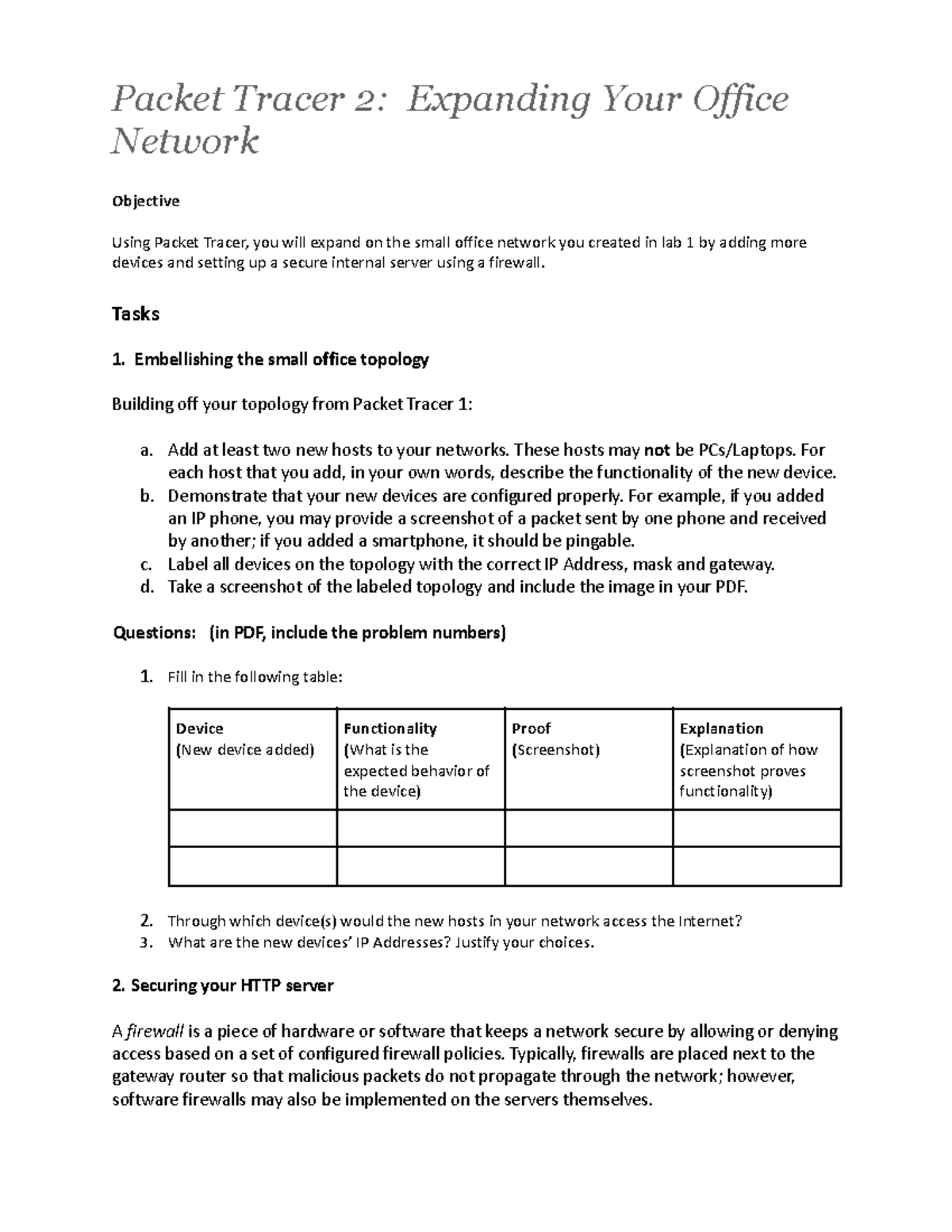 Packet Tracer 2 - increase size of small office network - Packet Tracer ...