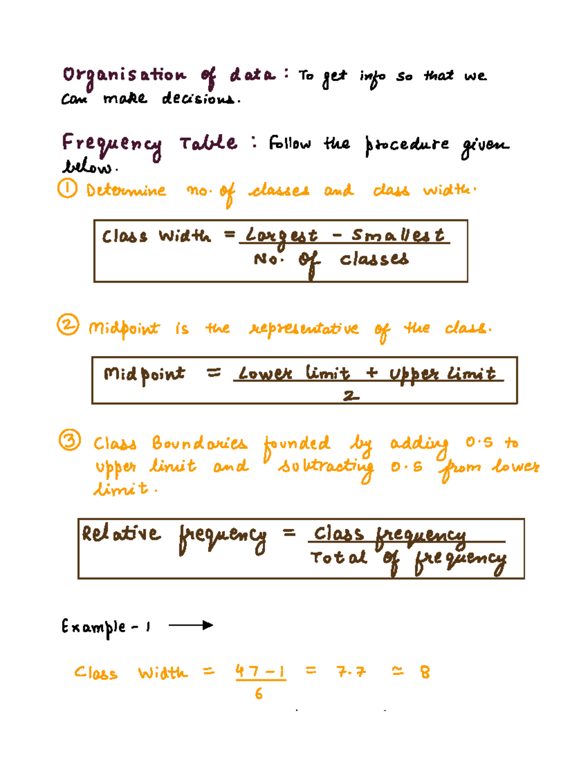 Organising data - These notes will help you in quick revision before ...