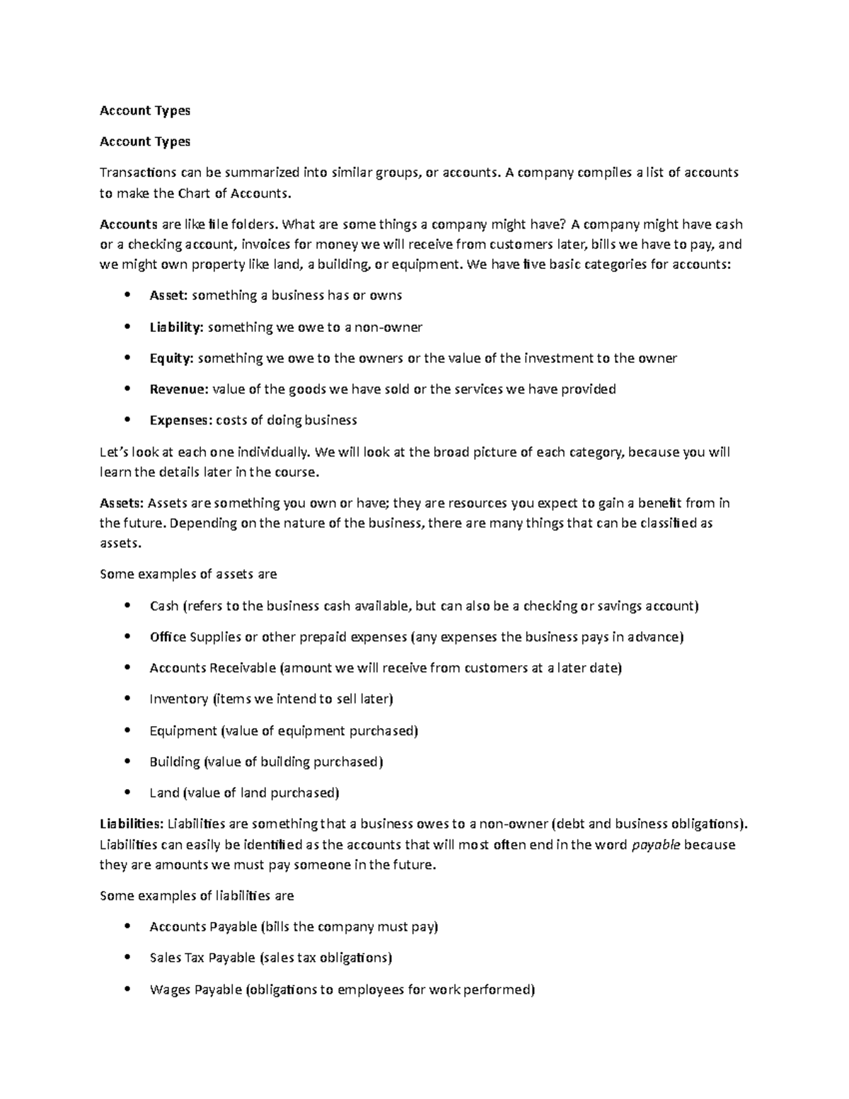 1. Account Types - Account Types Account Types Transactions can be ...