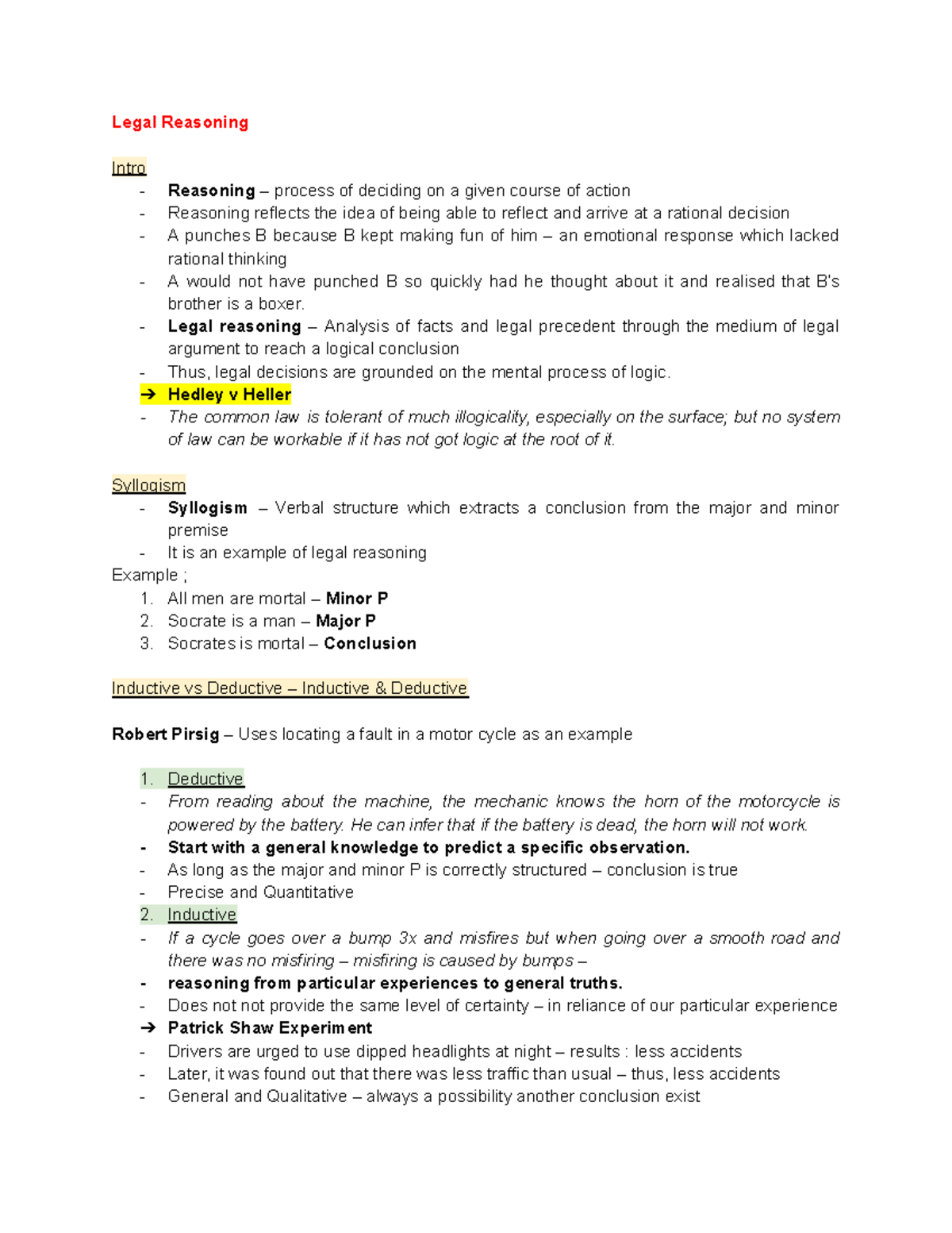 Legal Method Finals Notes - Legal Reasoning Intro - Reasoning – process ...