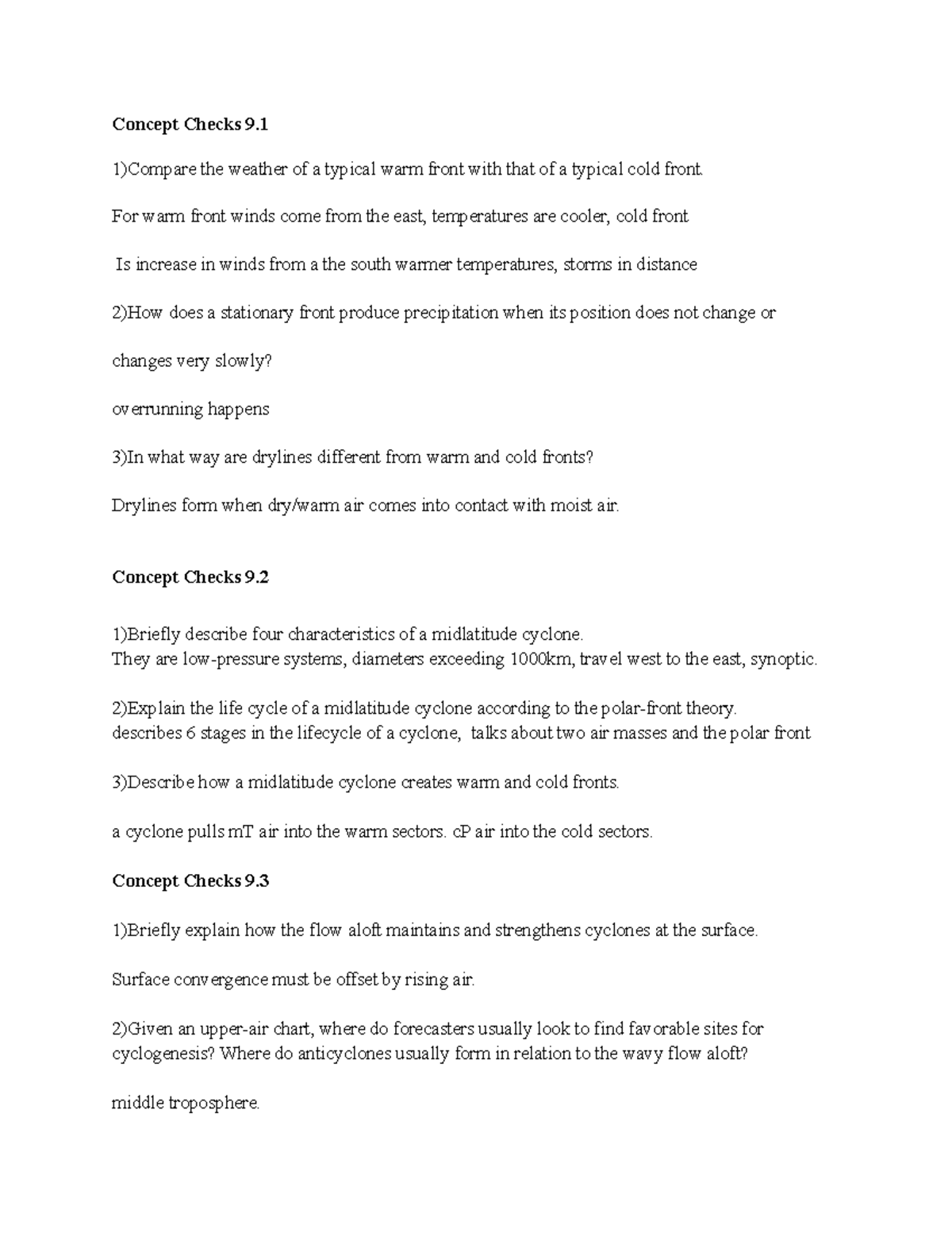 Understanding weather and climate pearson plus concept check 9 ...