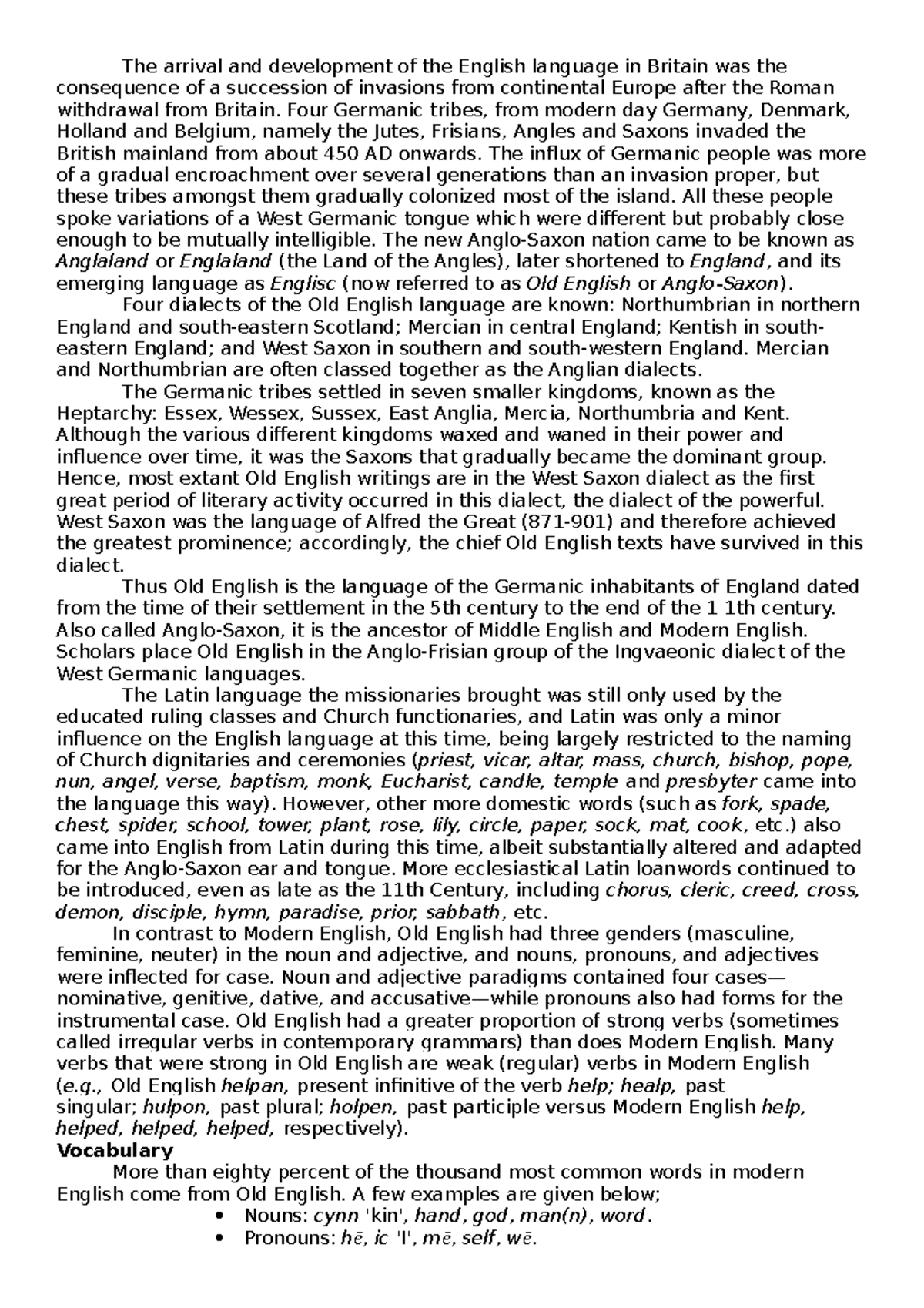 Old English - The arrival and development of the English language in ...