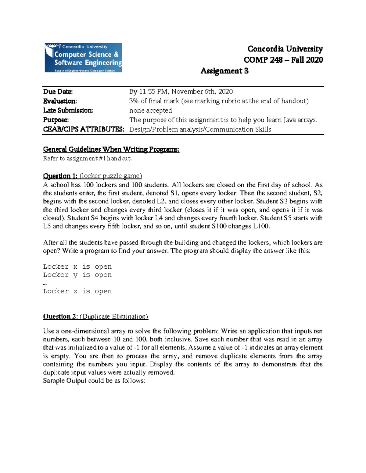 2020 Fall A3 - Exam - Concordia University COMP 2 48 – Fall 2020 ...