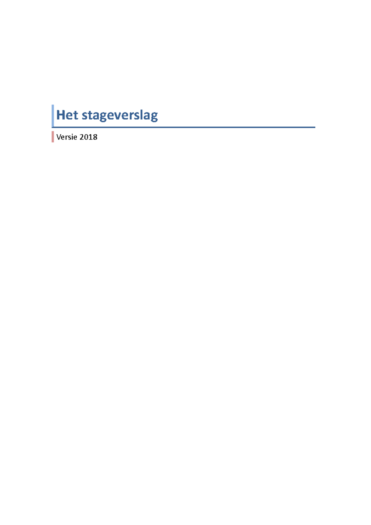 Het stageverslag - handleiding 2018 - Het stageverslag Versie 2018 Het ...