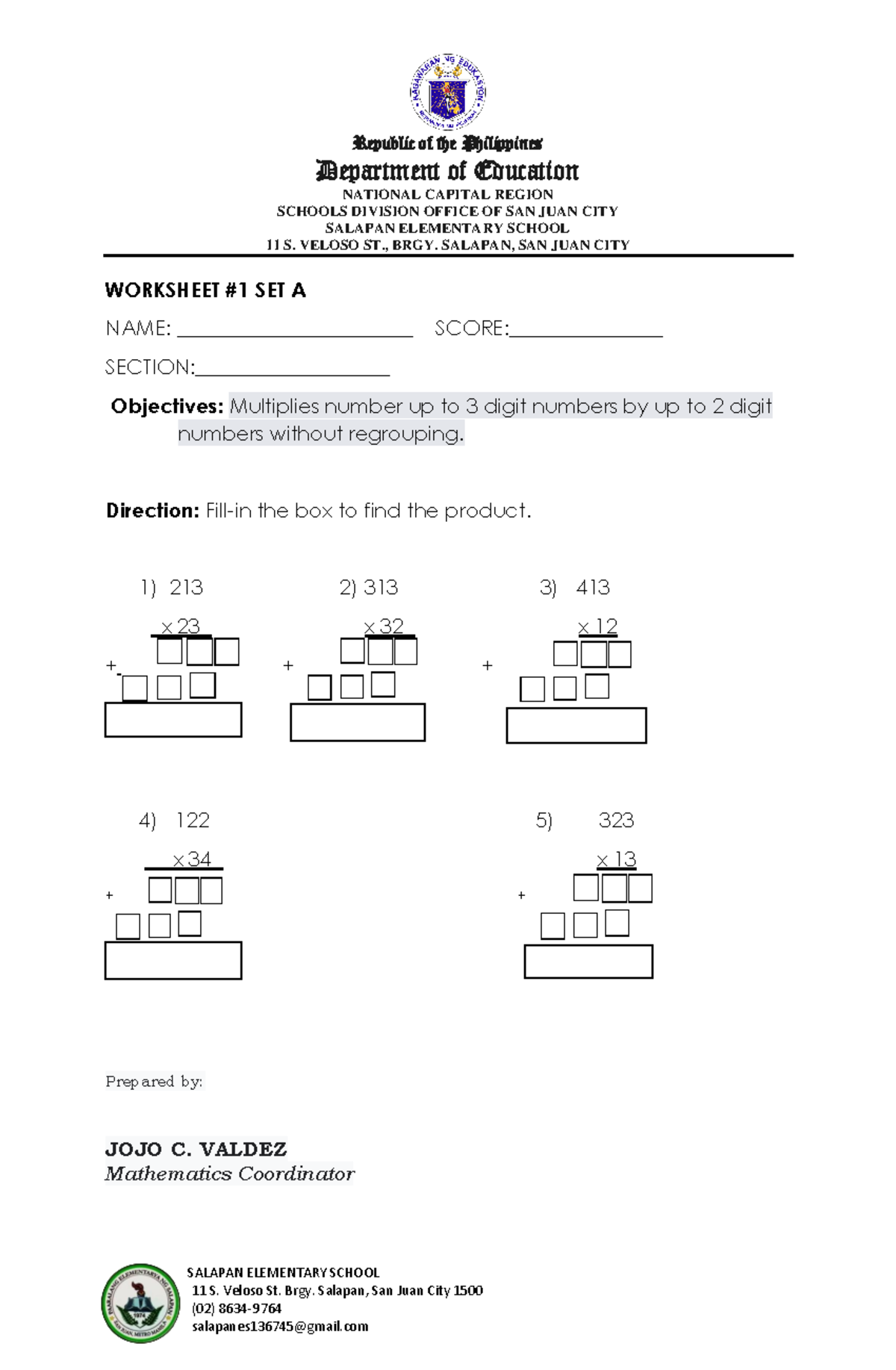 MATH- Worksheet-1 - math - Republic of the Philippines Department of ...