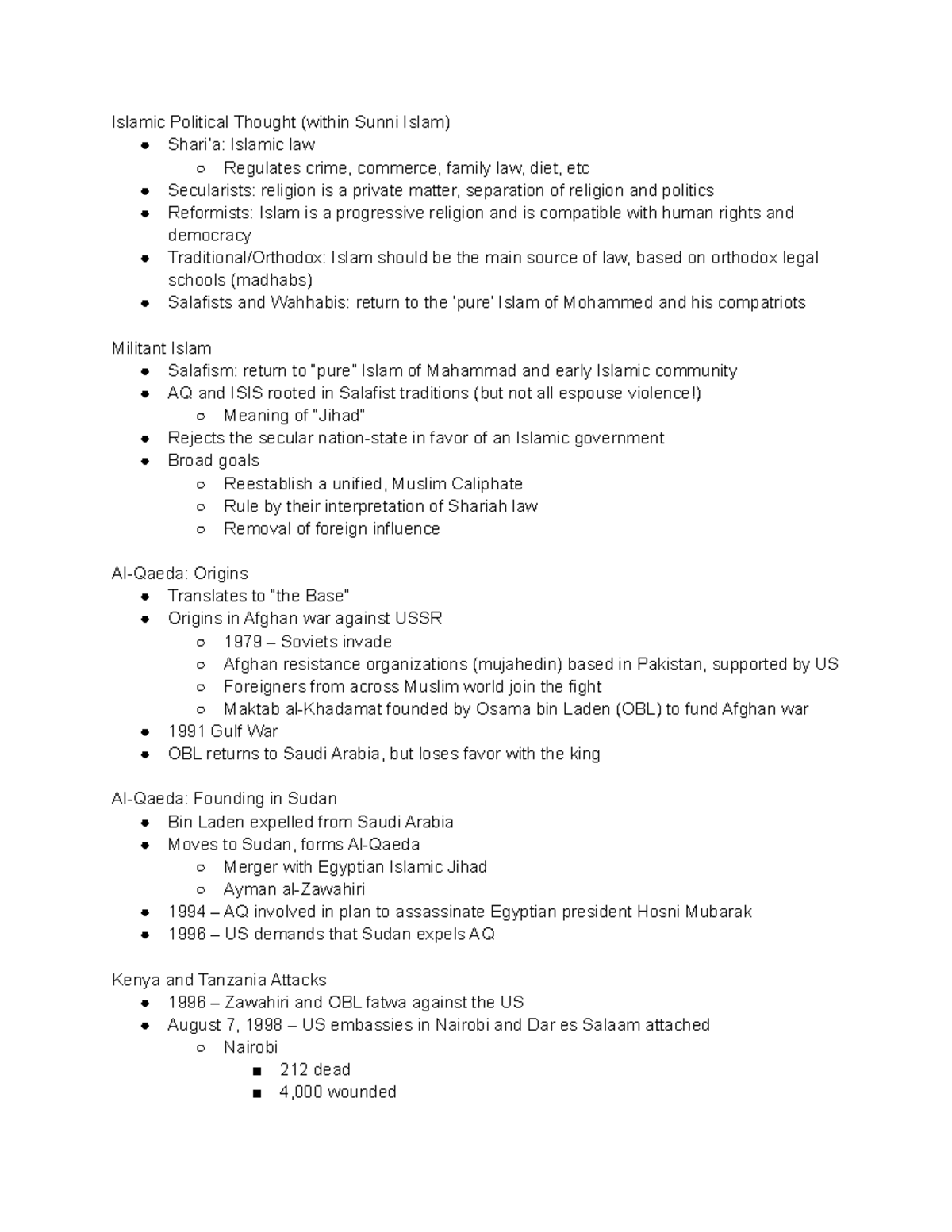 Al-Qaeda and ISIS - Source is combination of lecture and summary of ...