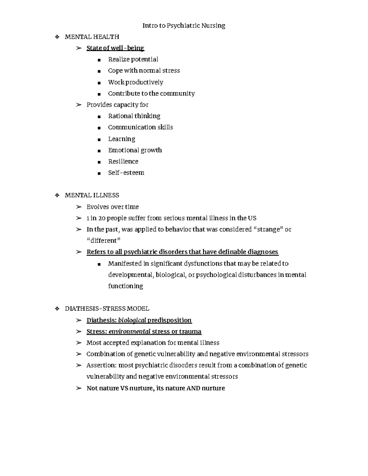 N222 Psychiatric Nursing Intro and Theories - Intro to Psychiatric ...