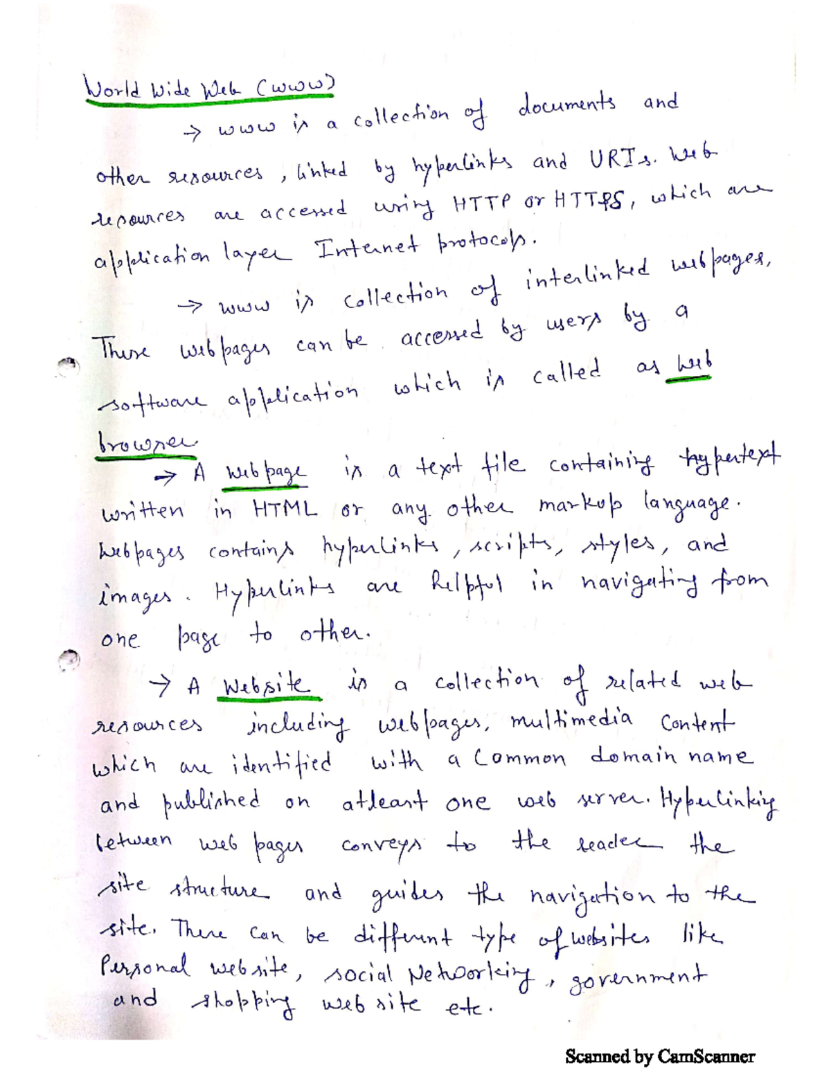 unit-1 full unit notes - World Wide Web is a collection of documents ...