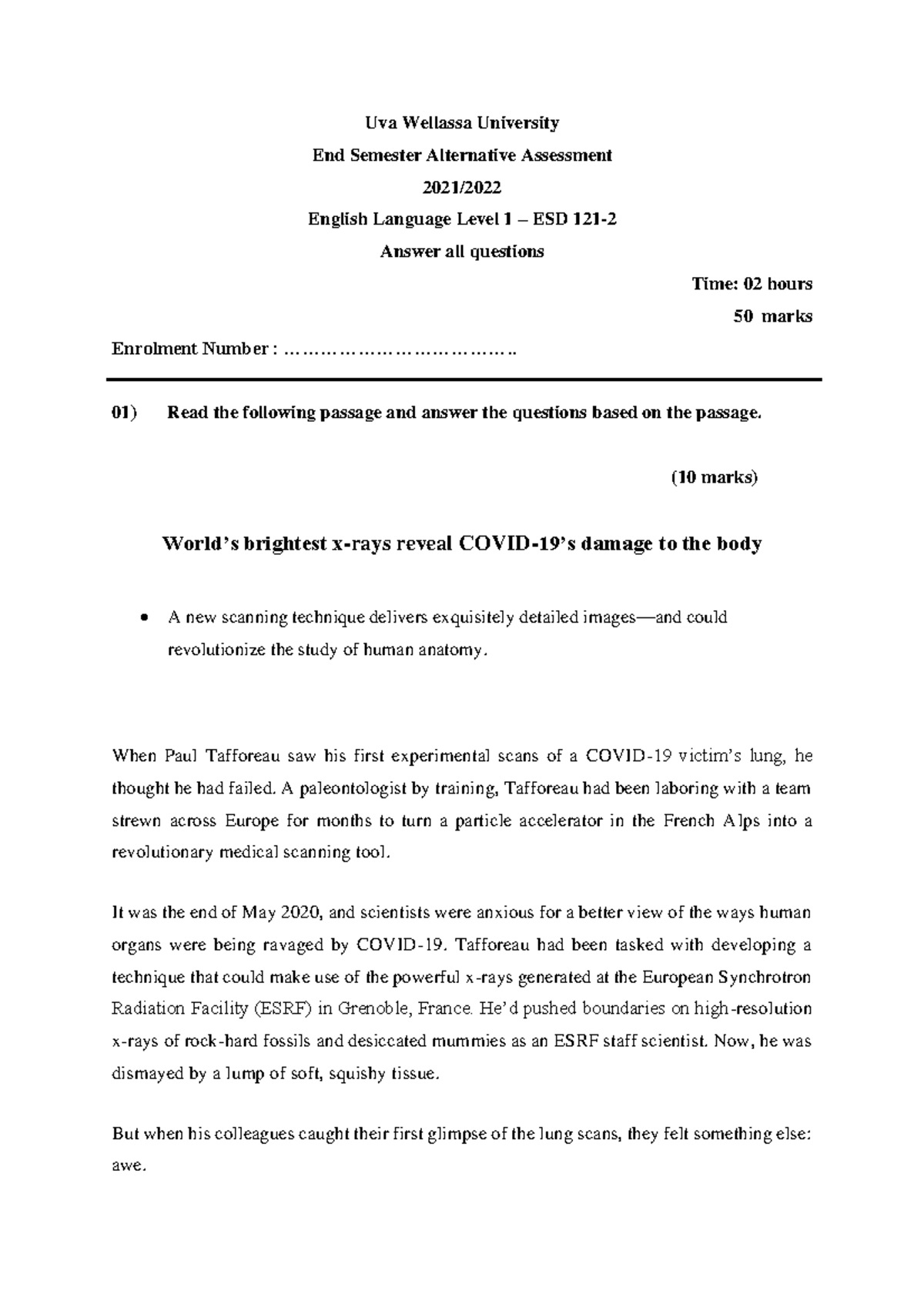 PDF File - dsfsdfsdf - Uva Wellassa University End Semester Alternative Assessment 2021/ English ...