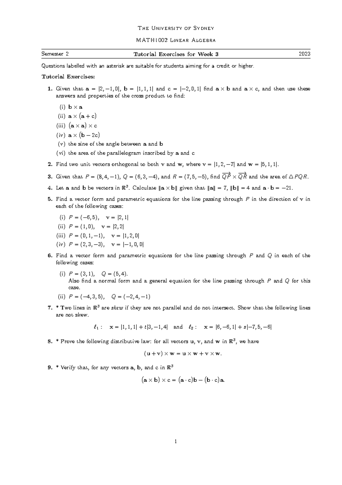 2023week3-tut - Tutorial 3 - The University of Sydney MATH1002 Linear ...