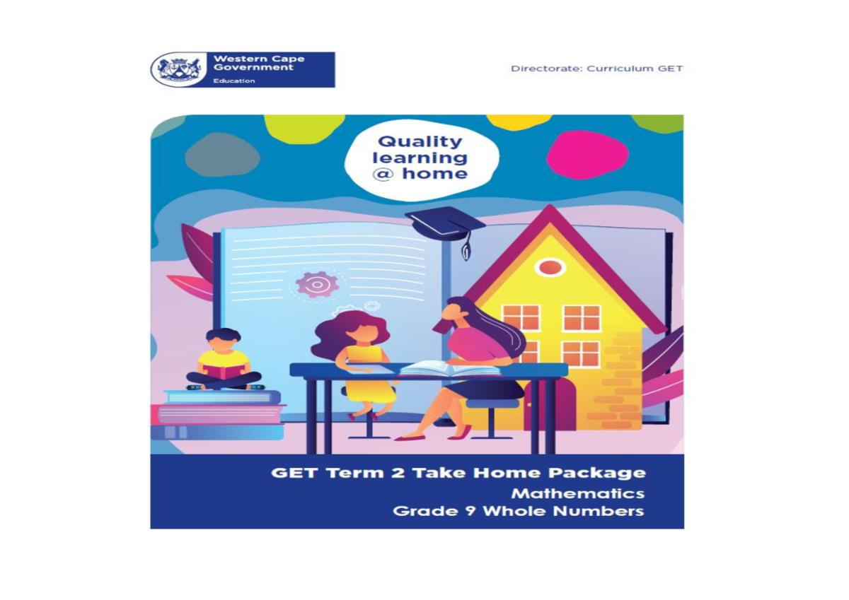 Grade 9 Mathematics Take Home Pack Term 2 Whole Numbers