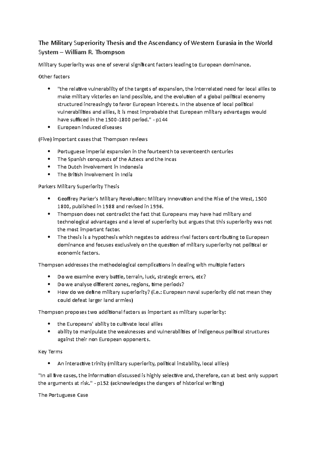 The Military Superiority Thesis and the Ascendancy of Western Eurasia ...