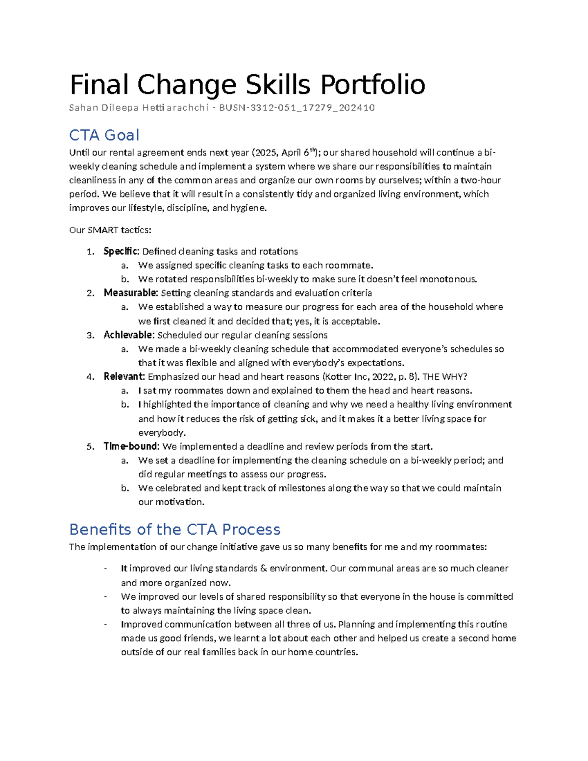 Final Change Skills Portfolio - Sahan Hettiarachchi - 300359417 - BUSN ...