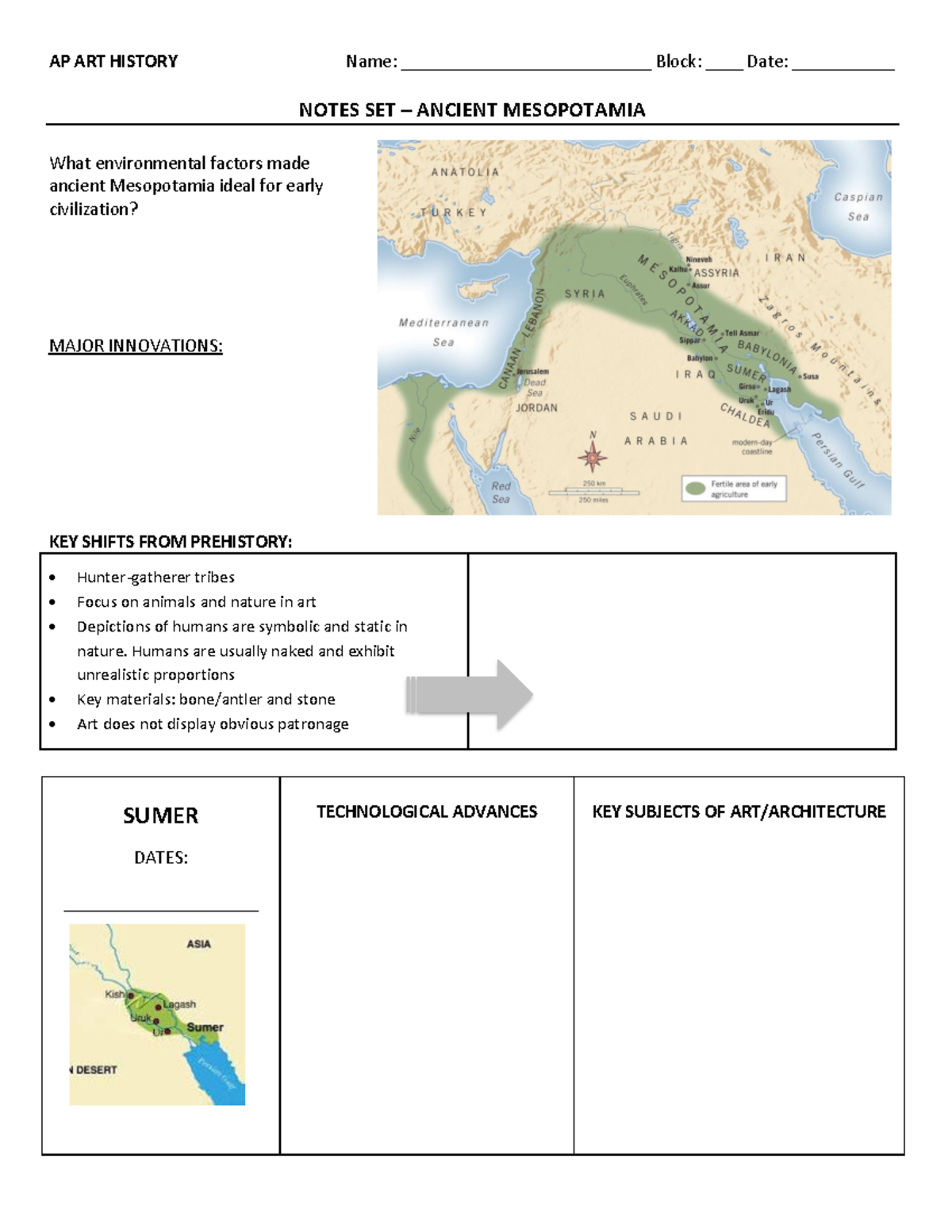 Notes SET – Ancient Mesopotamia - NOTES SET – ANCIENT MESOPOTAMIA What ...