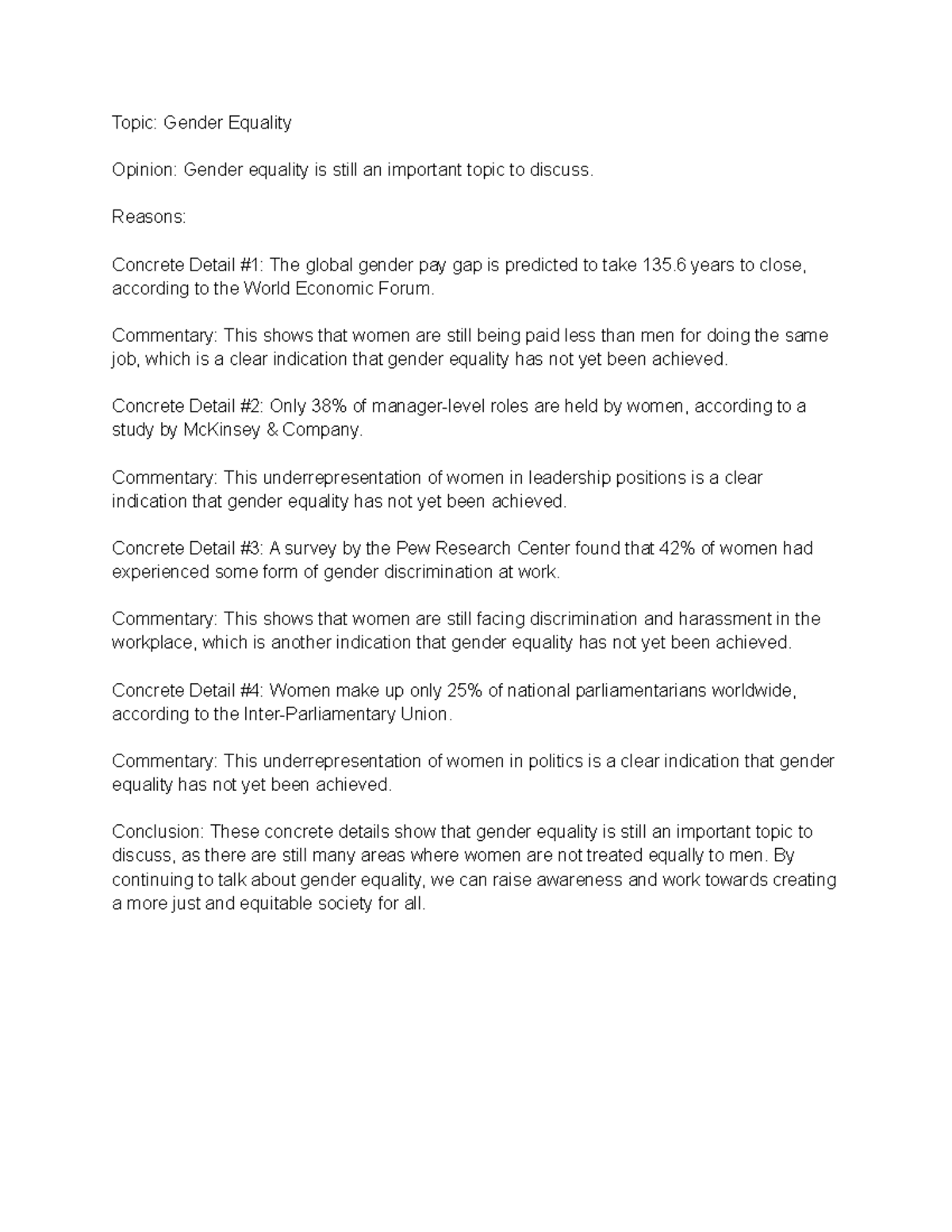 Activity 4.5.1 - Civil Rights Gender Argumentative Outline - Topic ...