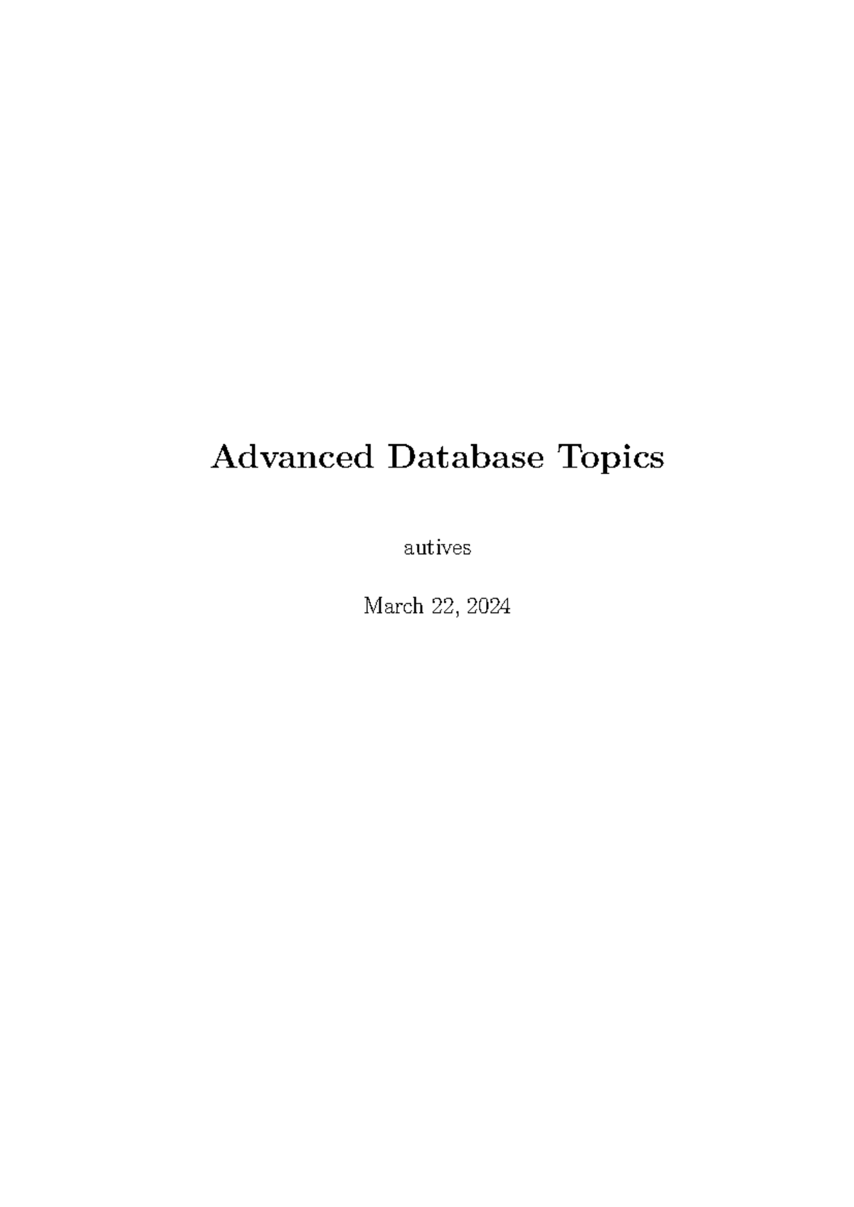 Chapter 9 Assignment - Advanced Database Topics autives March 22, 2024 1. Object Oriented ...