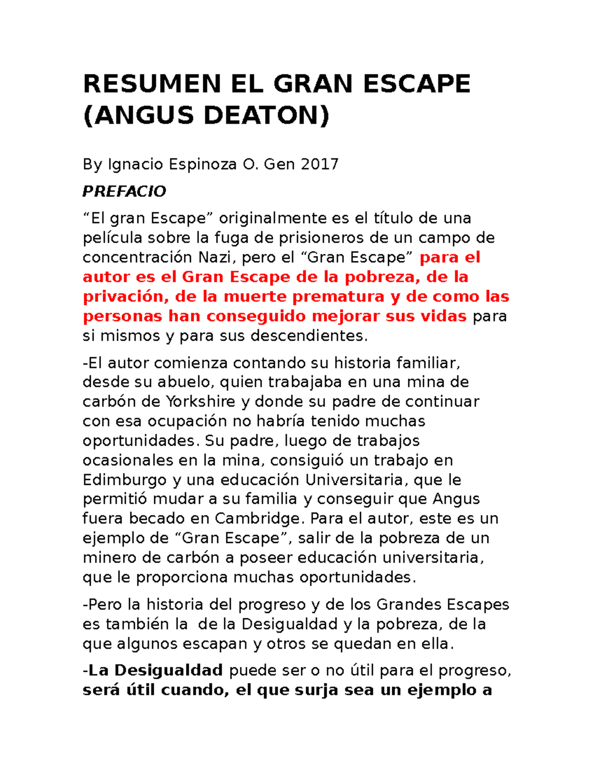 Resumen EGE - The Great Escape - RESUMEN EL GRAN ESCAPE (ANGUS DEATON ...