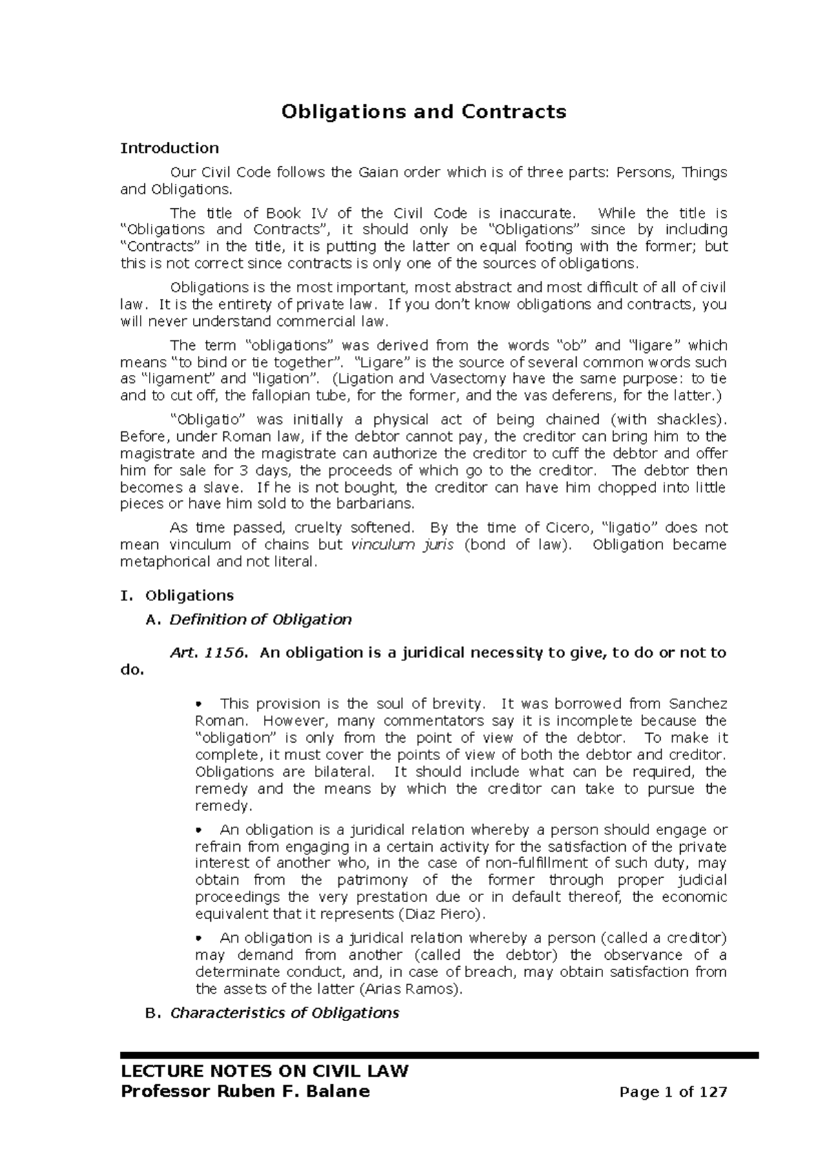 131957488 Balane Obligations and Contracts - Obligations and Contracts Introduction Our Civil ...