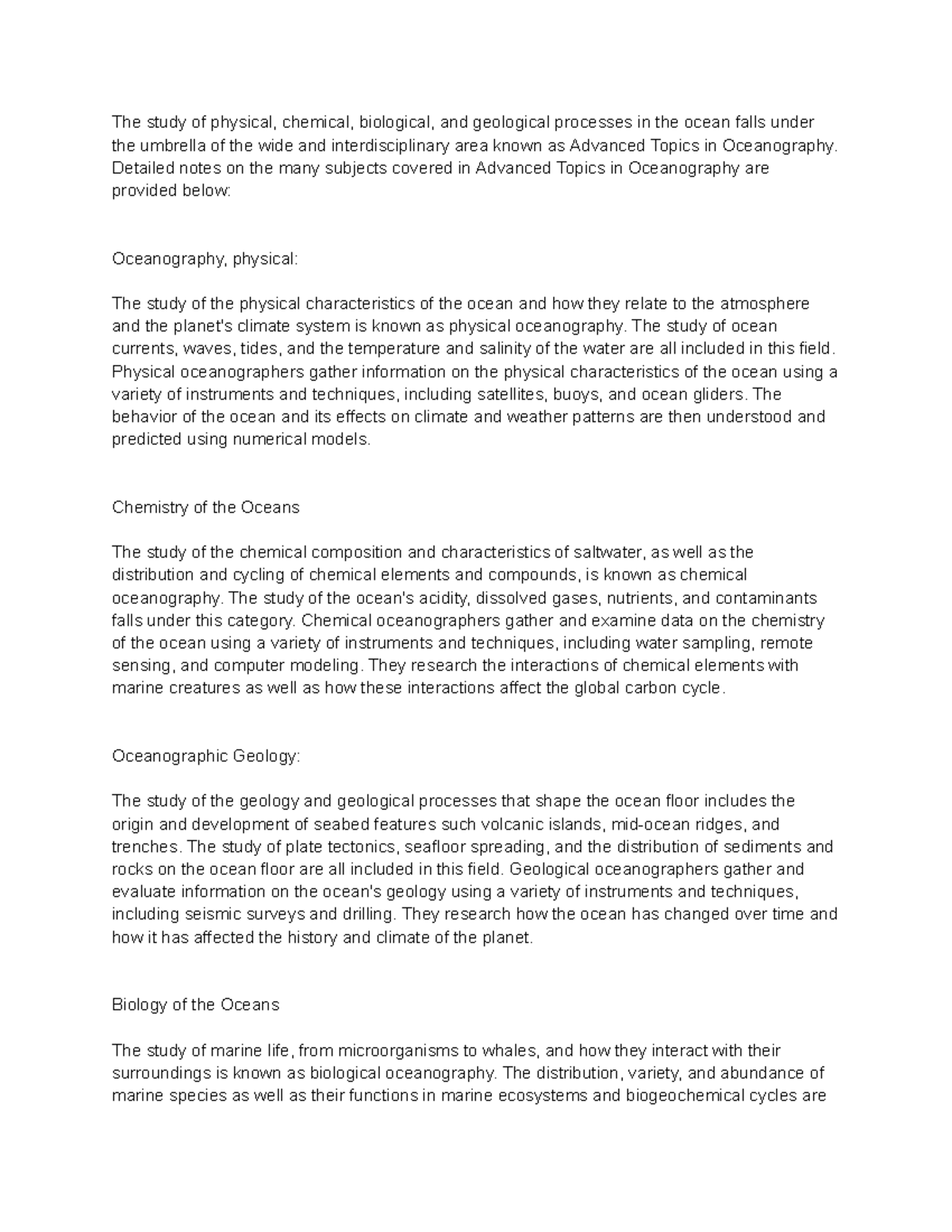 Notes on Advanced Topics in Oceanography - The study of physical ...
