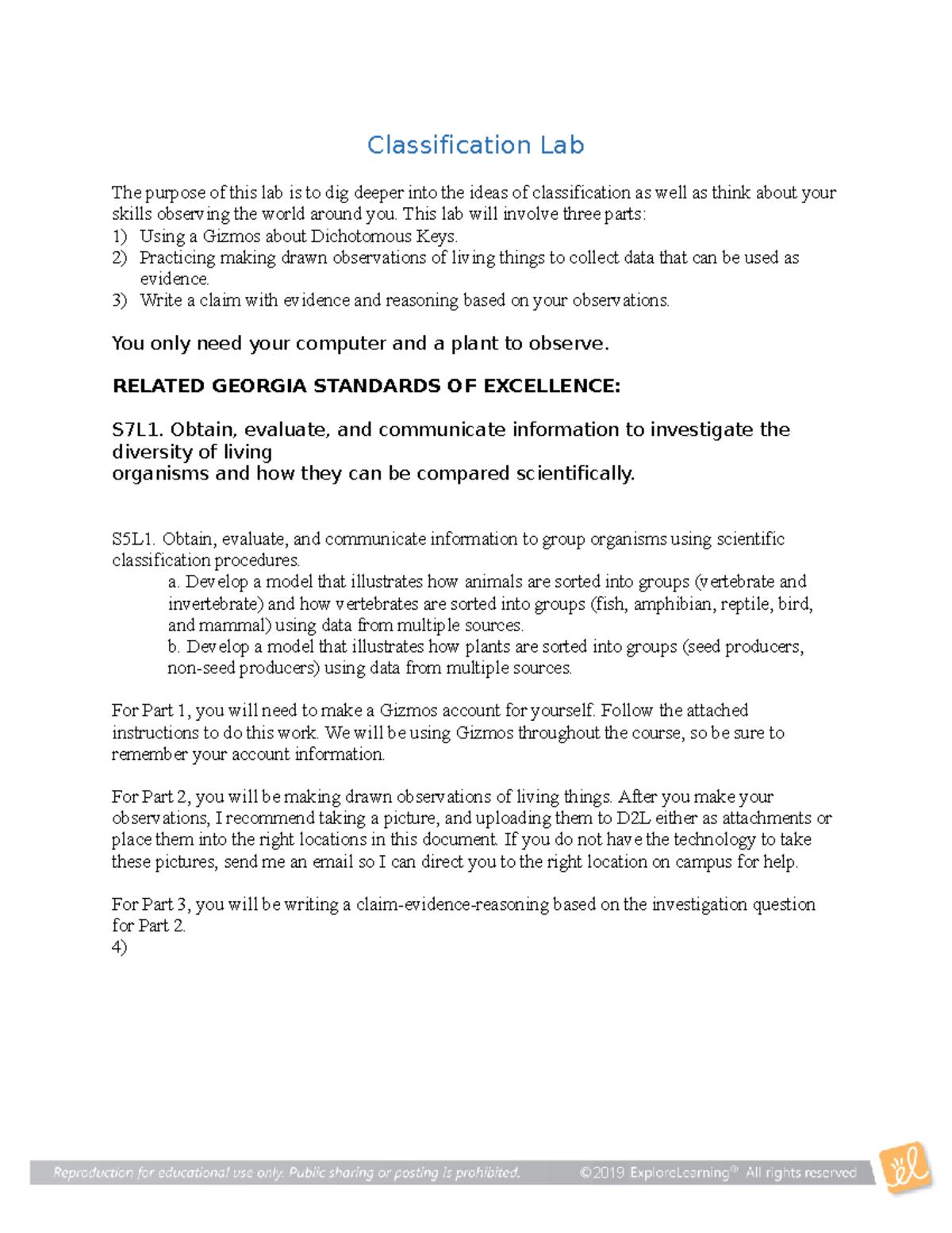 Classification lab - Classification Lab The purpose of this lab is to dig deeper into the ideas ...