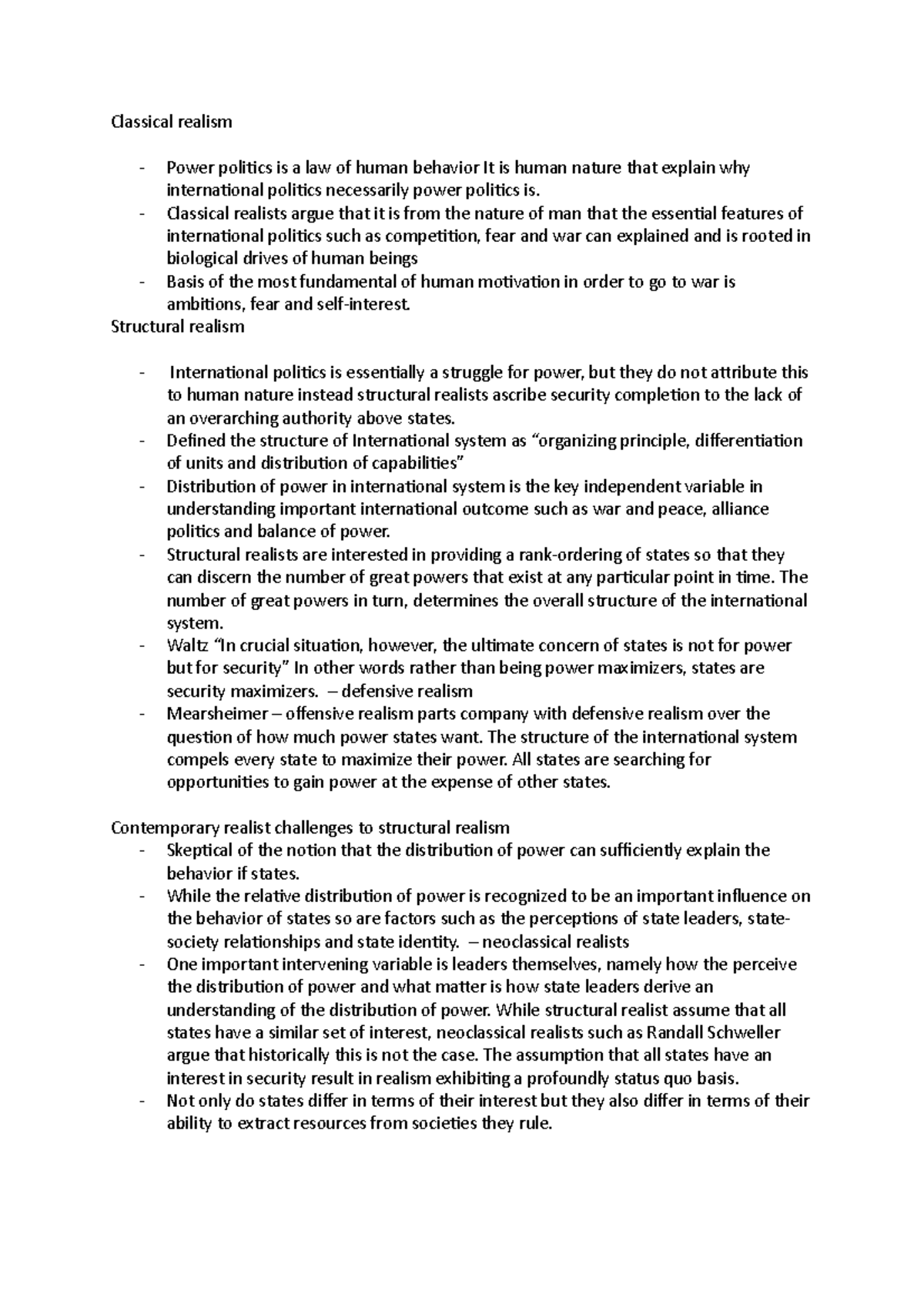 World Politics - chapter 6 - Classical realism - Classical realism ...