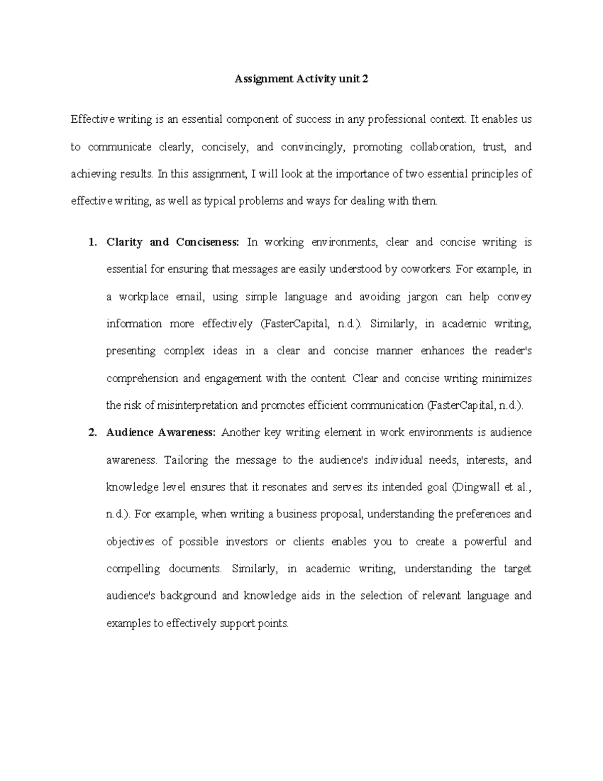 Assignment Activity unit 2 - It enables us to communicate clearly ...