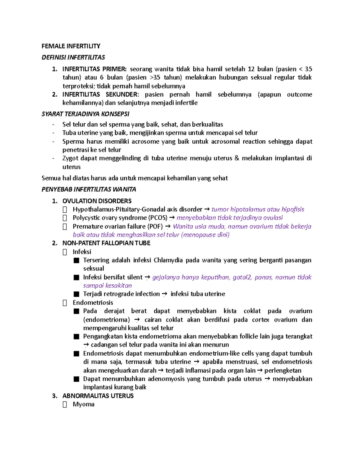 LECT 23 Female Infertility - FEMALE INFERTILITY DEFINISI INFERTILITAS INFERTILITAS PRIMER ...