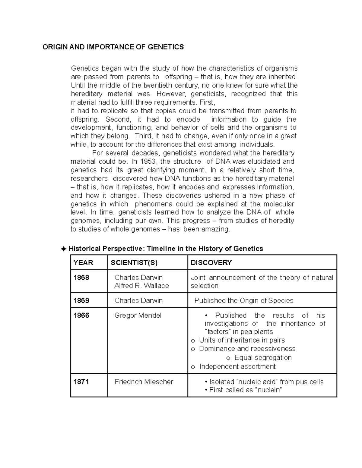 Origin AND Importance OF Genetics - ORIGIN AND IMPORTANCE OF GENETICS ...