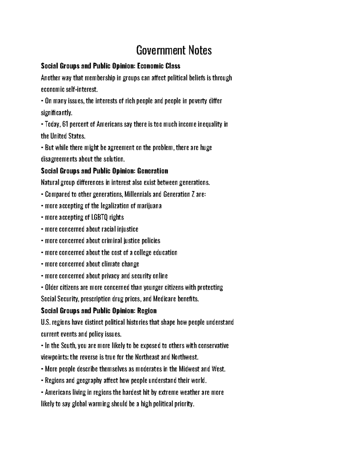 Public Opinion Government Notes - Government Notes Social Groups and ...