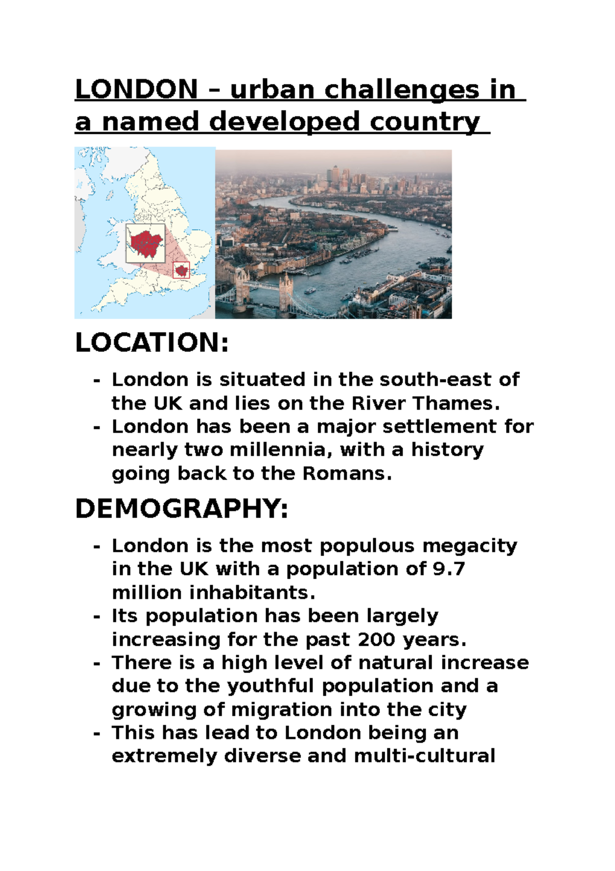 London Case Study - LONDON – urban challenges in a named developed ...