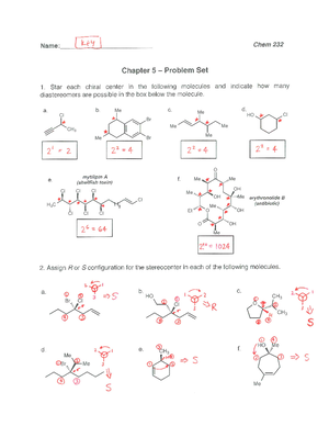 Chem232 Ch07 PS Elimination Key - Name: ANSWER KEY Chem 232 Chapter 7 Problem Set on Elimination ...