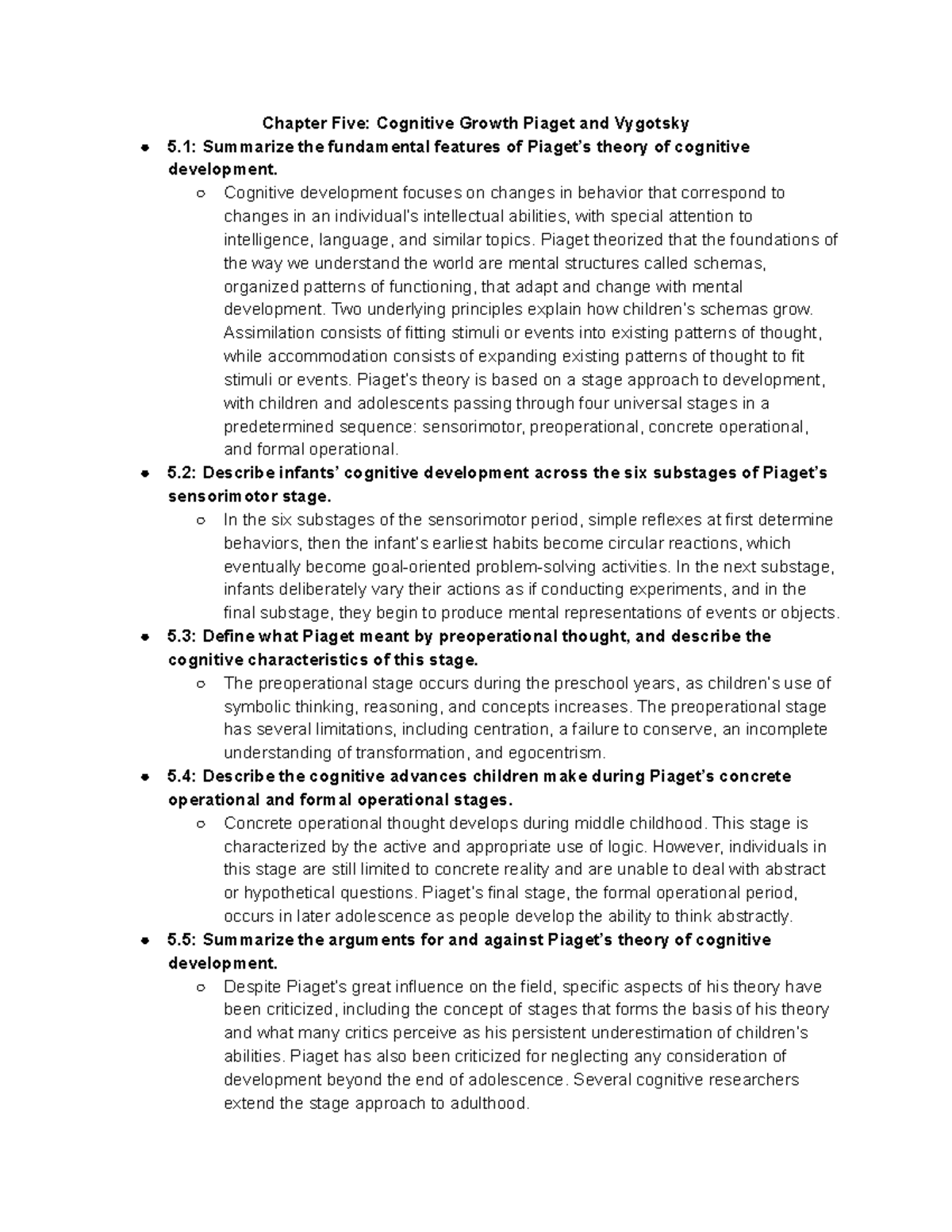 Chapter Five Cognitive Growth Piaget and Vygotsky - Cognitive ...