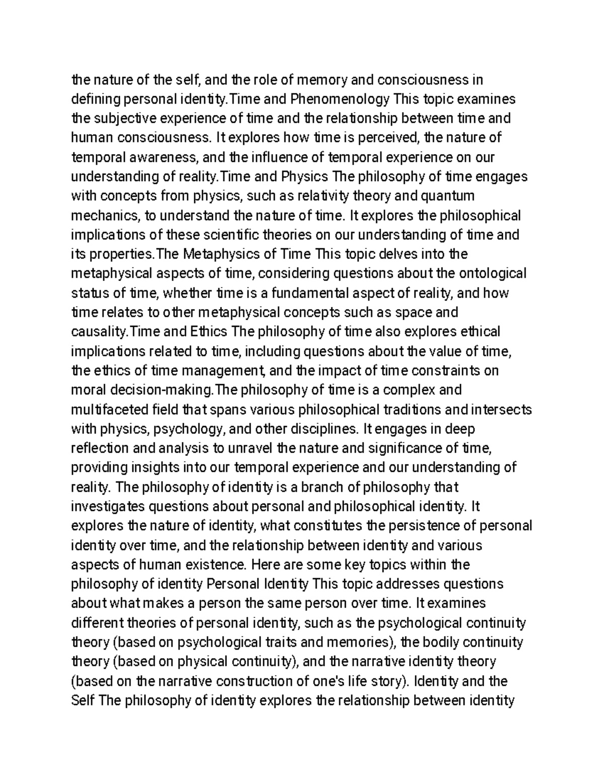 Philosophy-10 - Notes - the nature of the self, and the role of memory ...