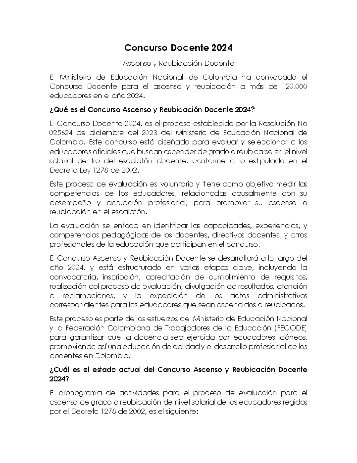 Concurso Docente 2024 - Concurso Docente 2024 Ascenso y Reubicación Docente El Ministerio de ...