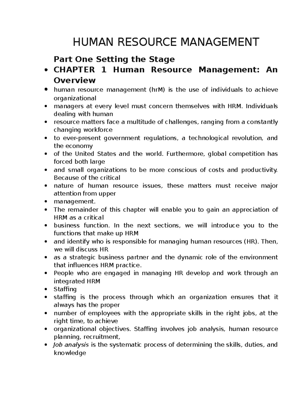 Human Resource Managementsummmaries FOR PART1 Chapters 1 2 3 - HUMAN ...