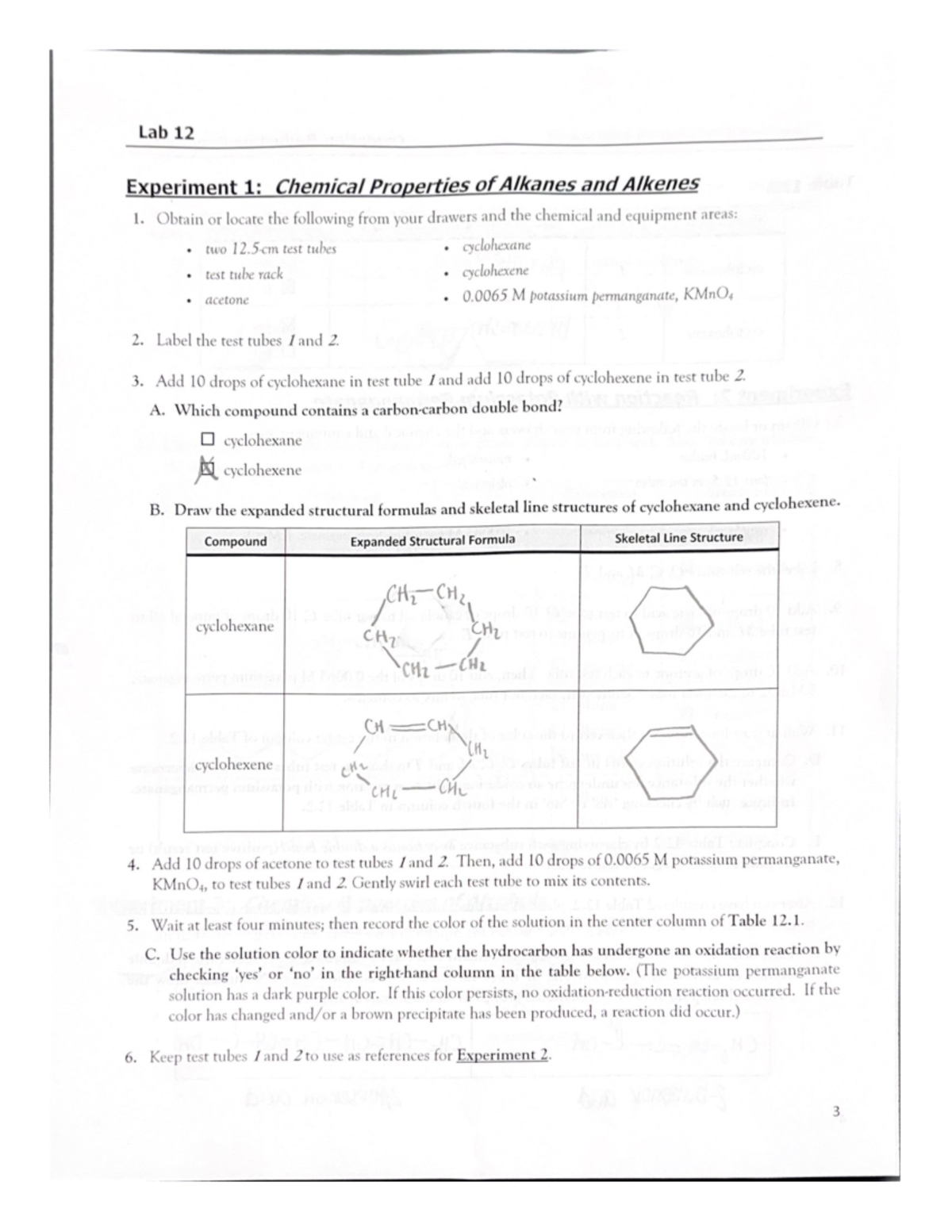 Lab 12 - Completed Lab packet Assignment - Professor Gnezda - CHEM 101 ...