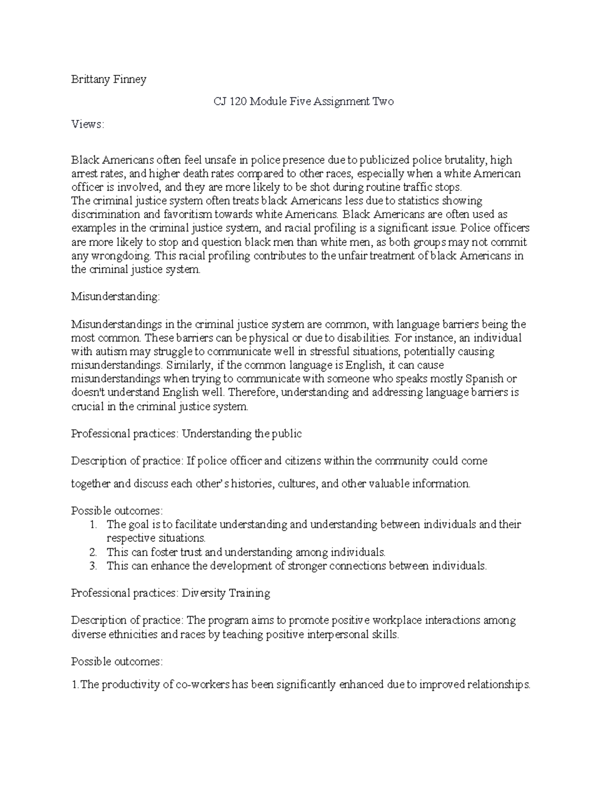 5-2 cj 120 - 5-2 written assignment - Brittany Finney CJ 120 Module ...